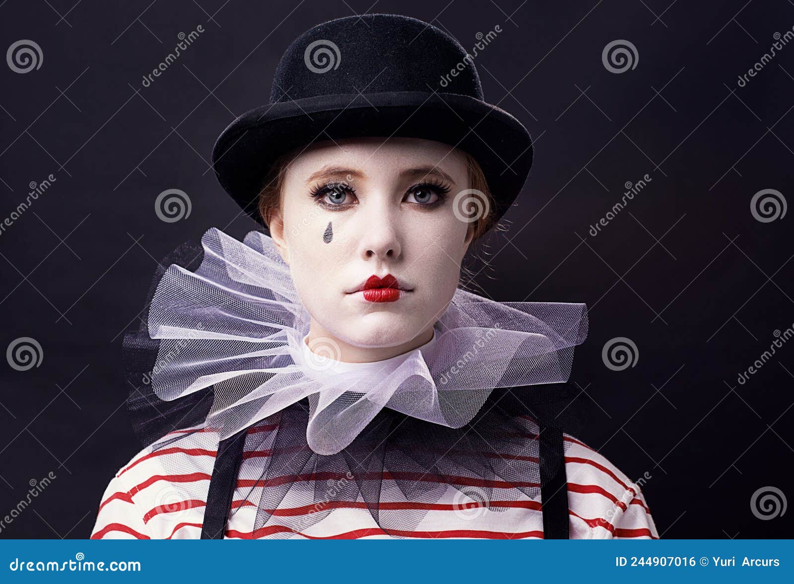 Miming Silence. Studio Shot of a Female Mime. Stock Photo - Image of ...