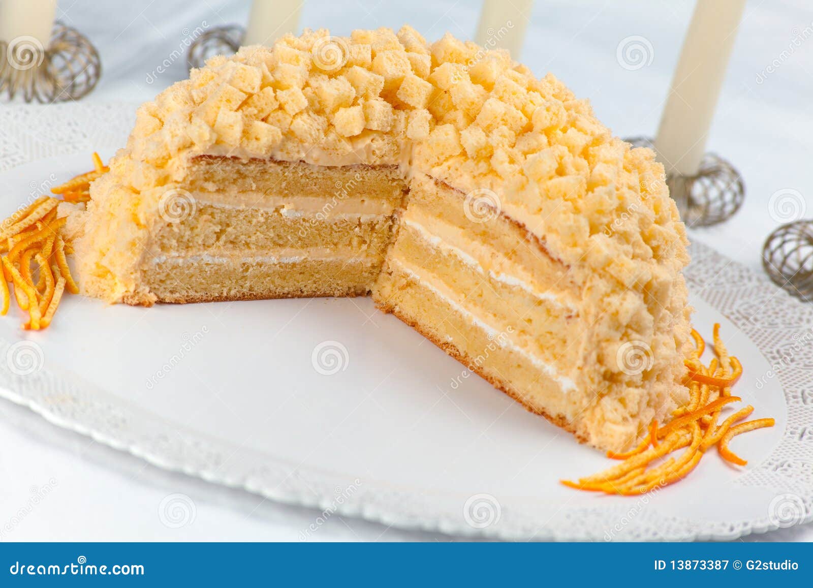 Mimosa Cake stock image. Image of cake, white, isolated - 13873387