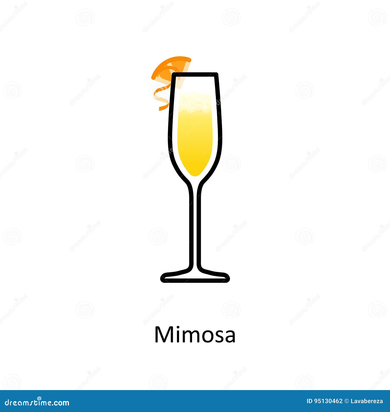 Mimosa Cocktail Illustration. Alcoholic Classic Bar Drink Hand Drawn ...
