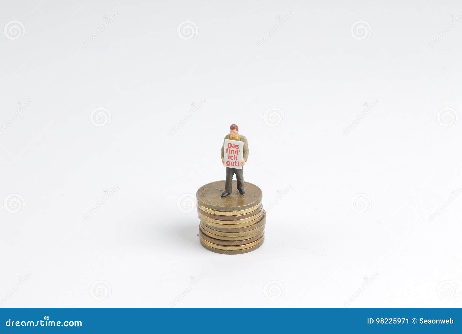 Min People Figures Standing on the Coins Stock Image - Image of hand ...