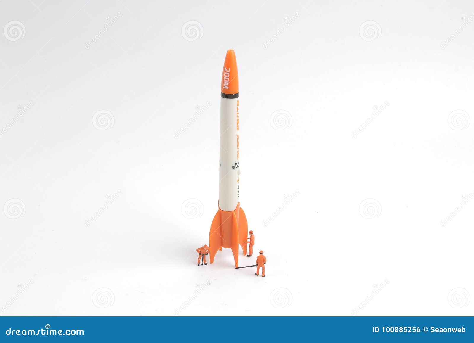 Min Worker Figure of the Small Rocket Ship Stock Photo - Image of ...