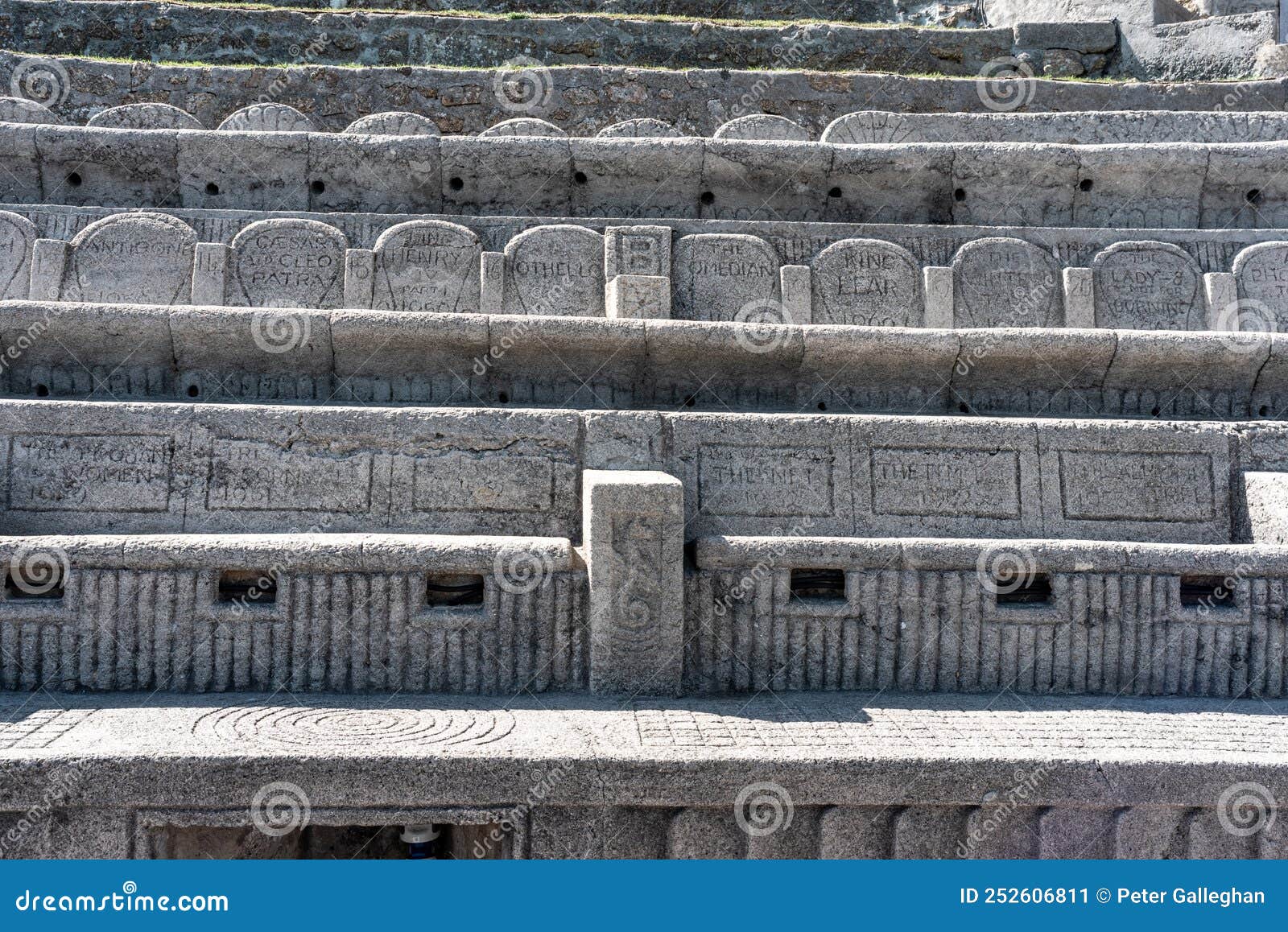 Minack Theatre Stone Seat with Engraving on the Seats Stock Image ...