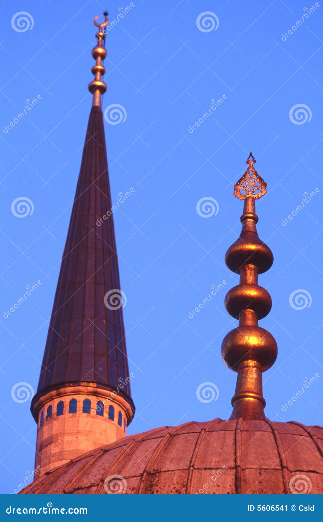 Minaret of the Blue Mosque, Istanbul Stock Image - Image of evening ...