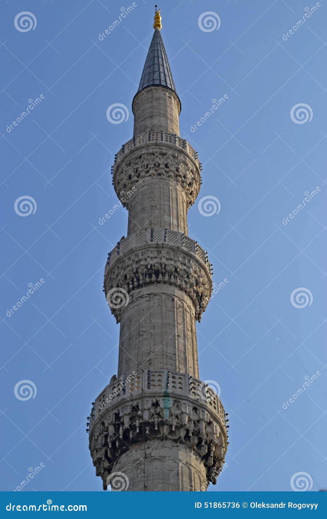 Minaret of Famous Old Mosque in Istanbul Stock Photo - Image of mosque ...