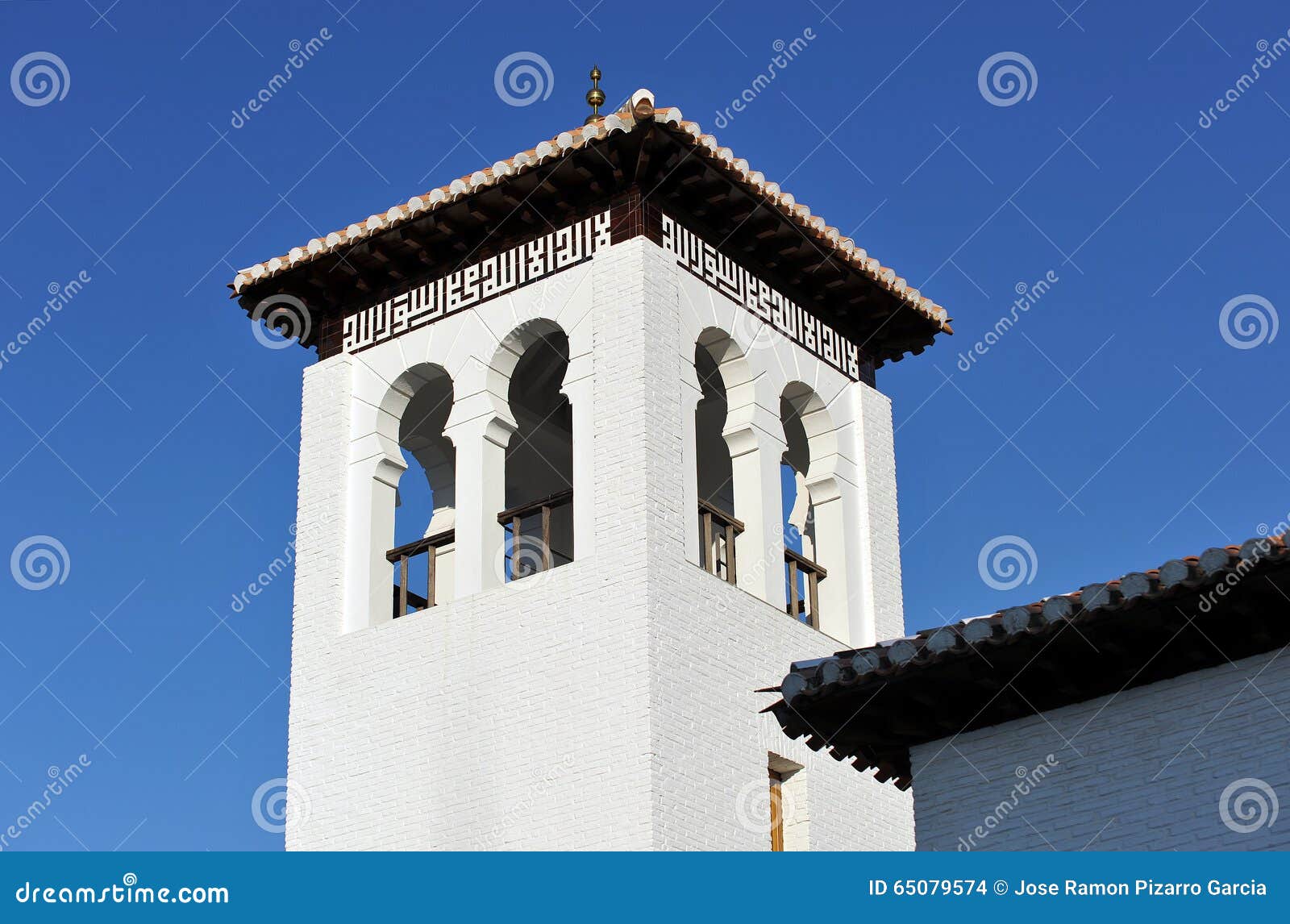 Minaret of the Mosque of Granada, Spain Stock Photo - Image of granada ...