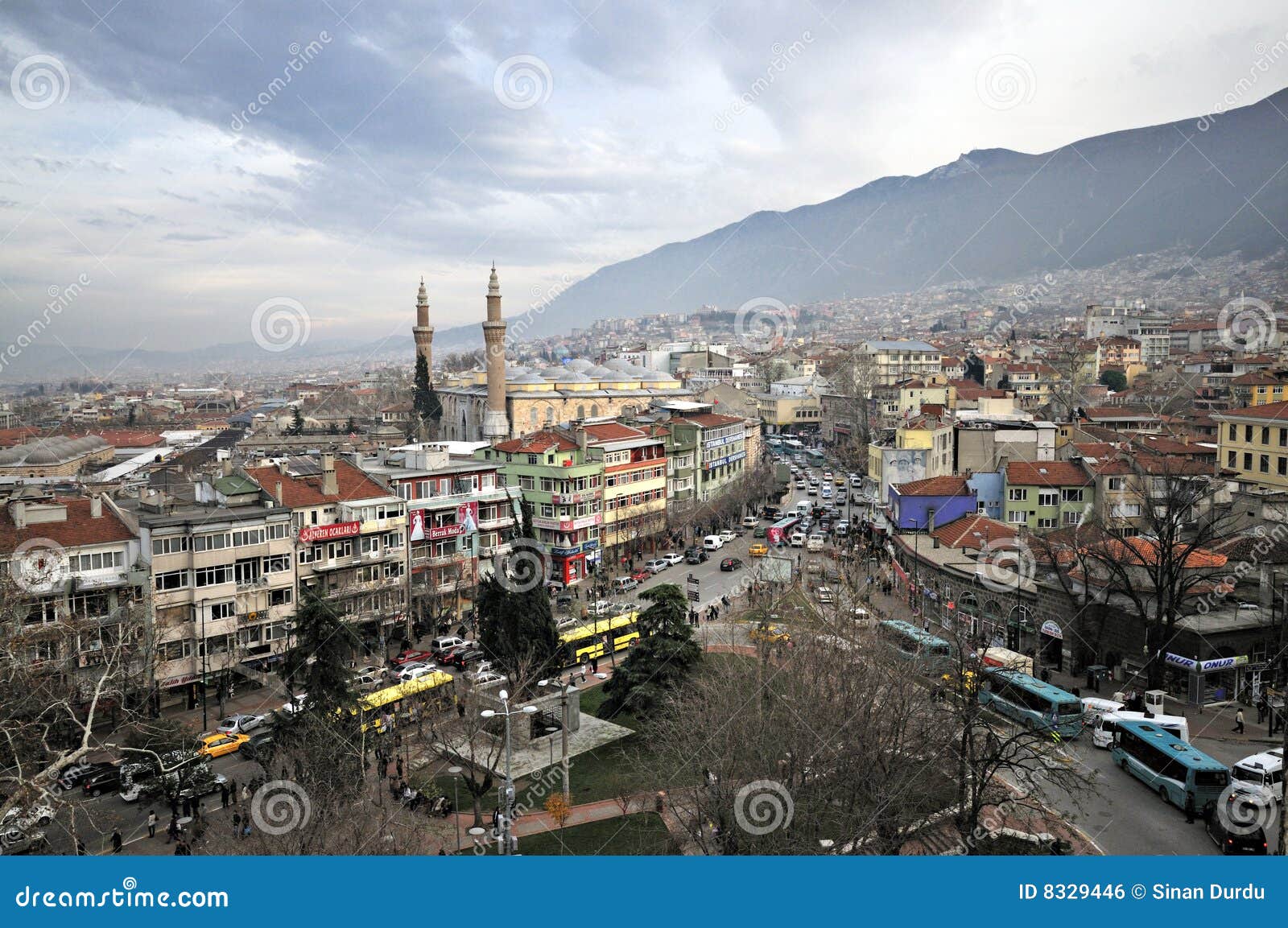 Minaret, Mosque and Houses of Bursa, Turkey Editorial Photo - Image of ...