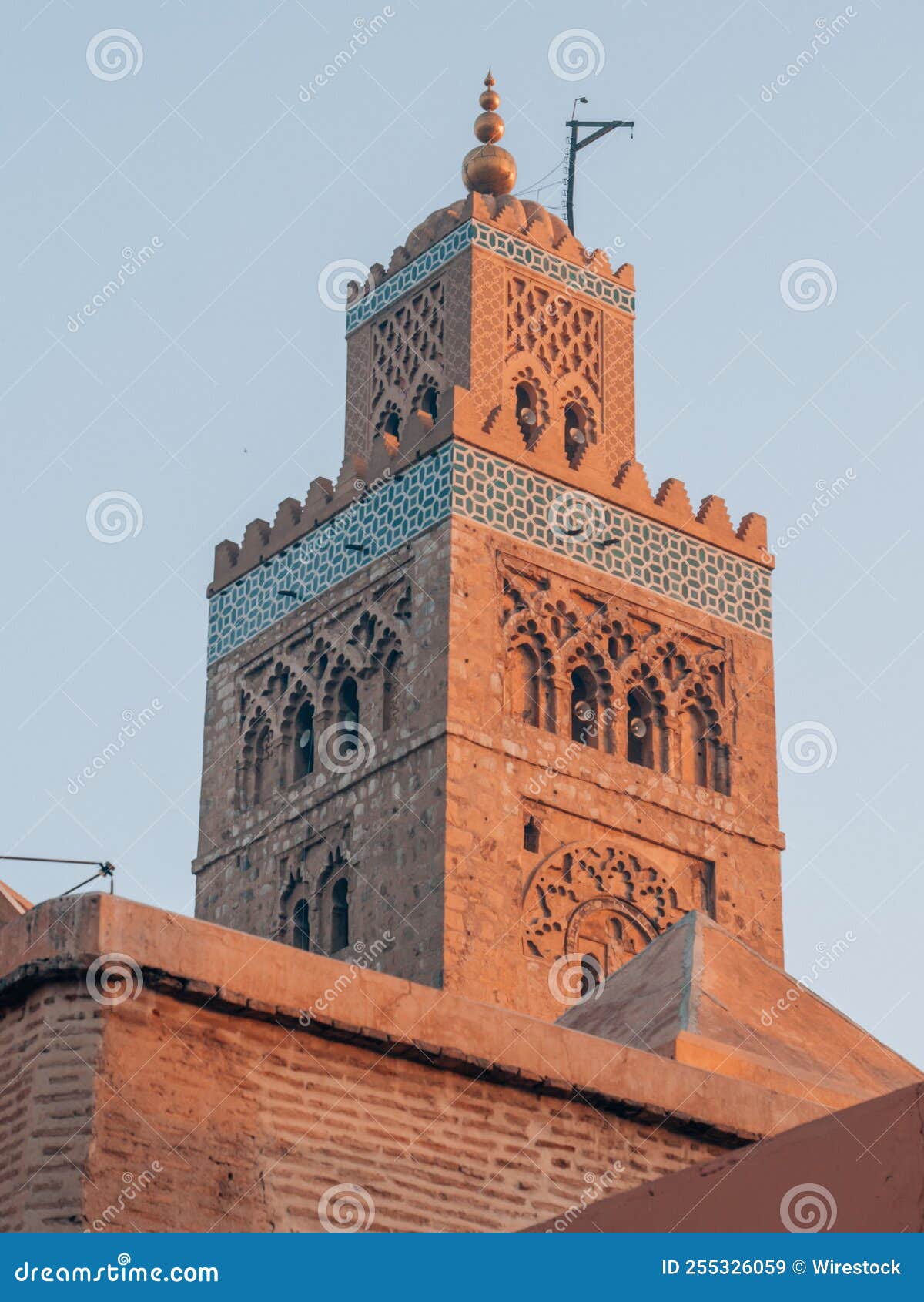 Minaret Tower of a Mosque in Marrakech, Morocco Stock Image - Image of ...