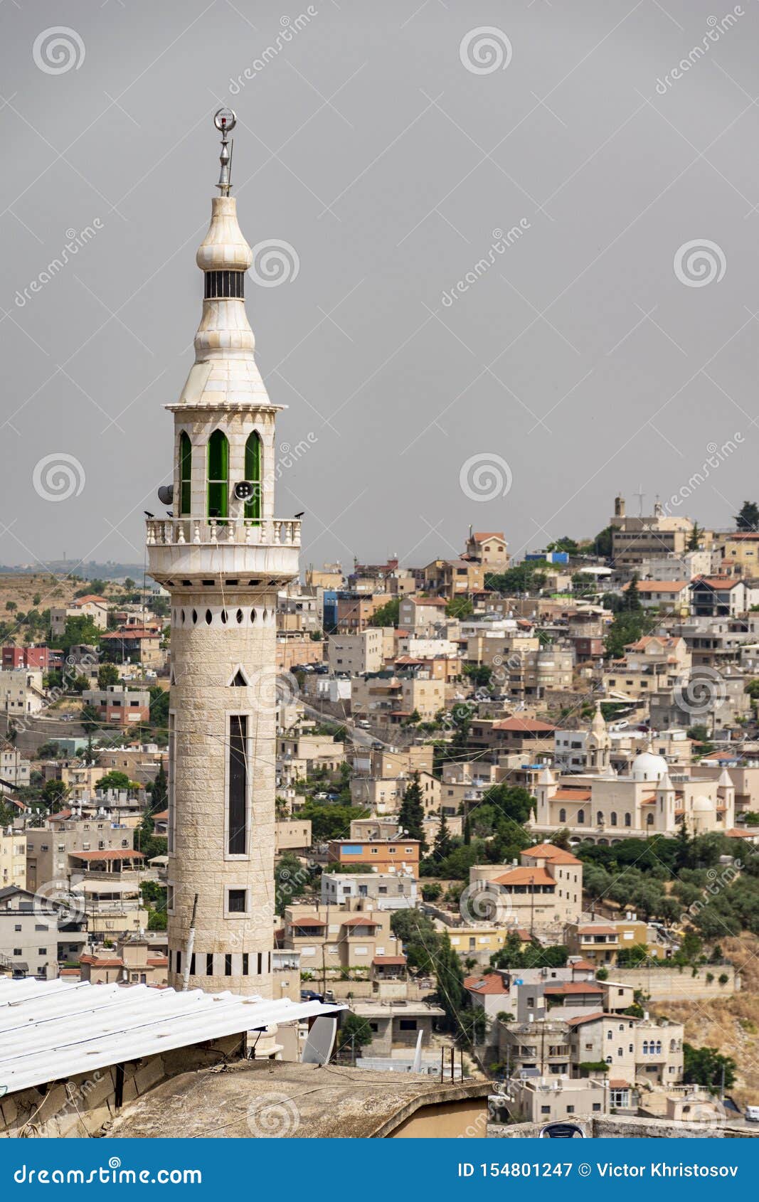 Mosque and Minaret in the Settlement of Jish in Upper Galilee Israel ...