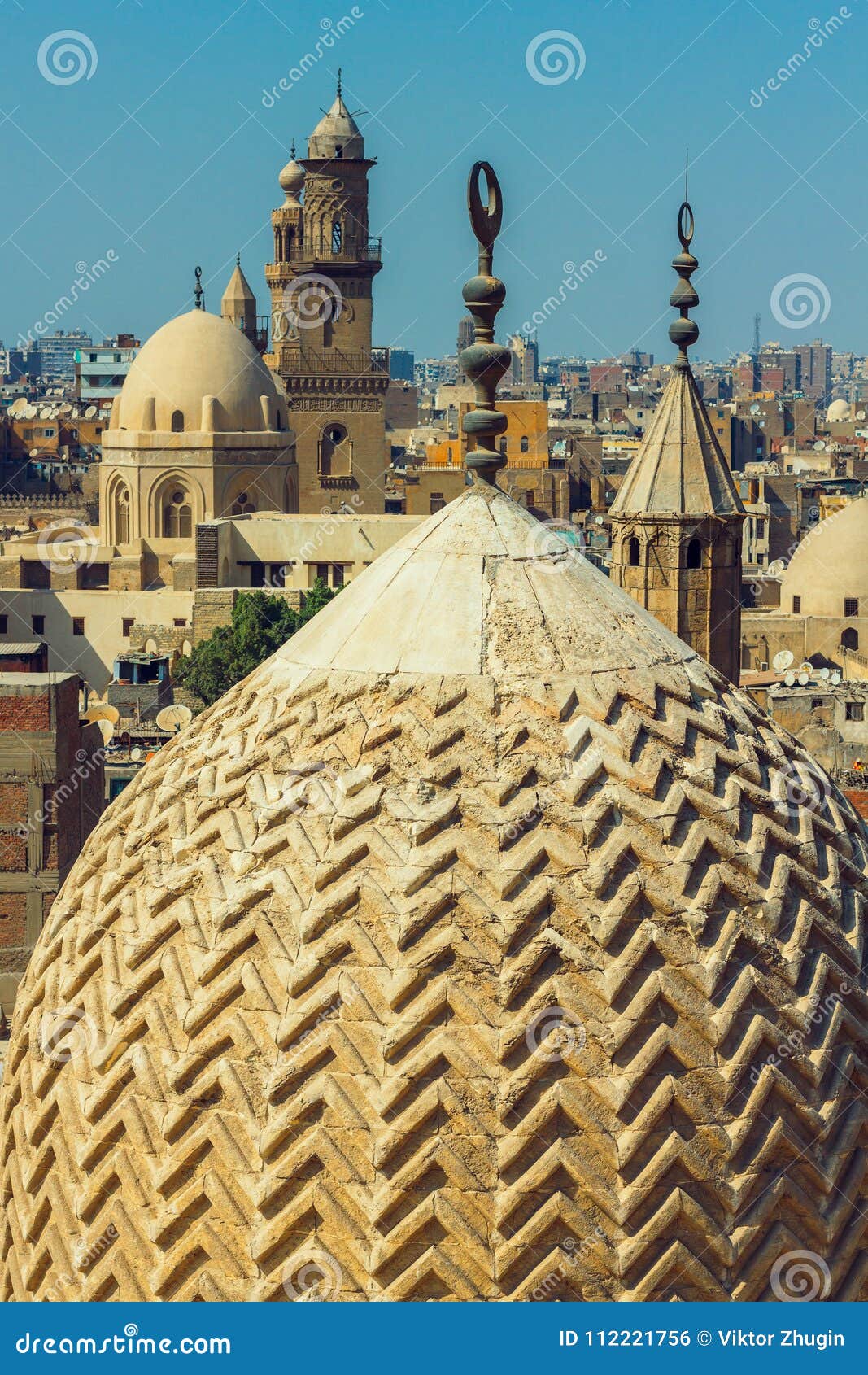Minarets in Old Cairo District Stock Photo - Image of decoration ...