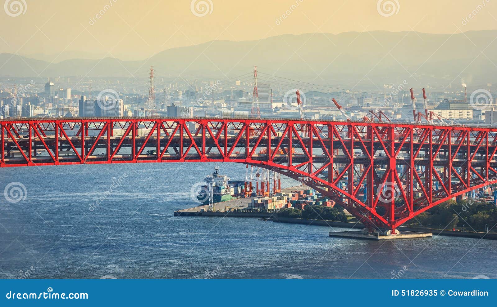 Minato Bridge In Osaka Japan Double Deck Cantilever Truss Bridge
