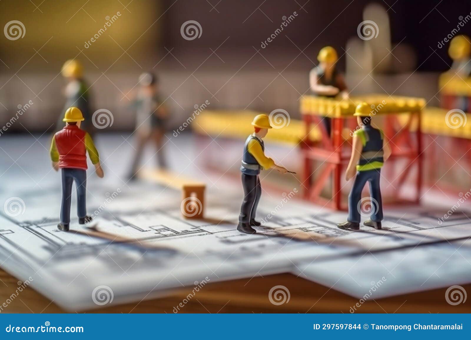 Minature Model Figurine of Engineer Foreman and Workers Working at ...