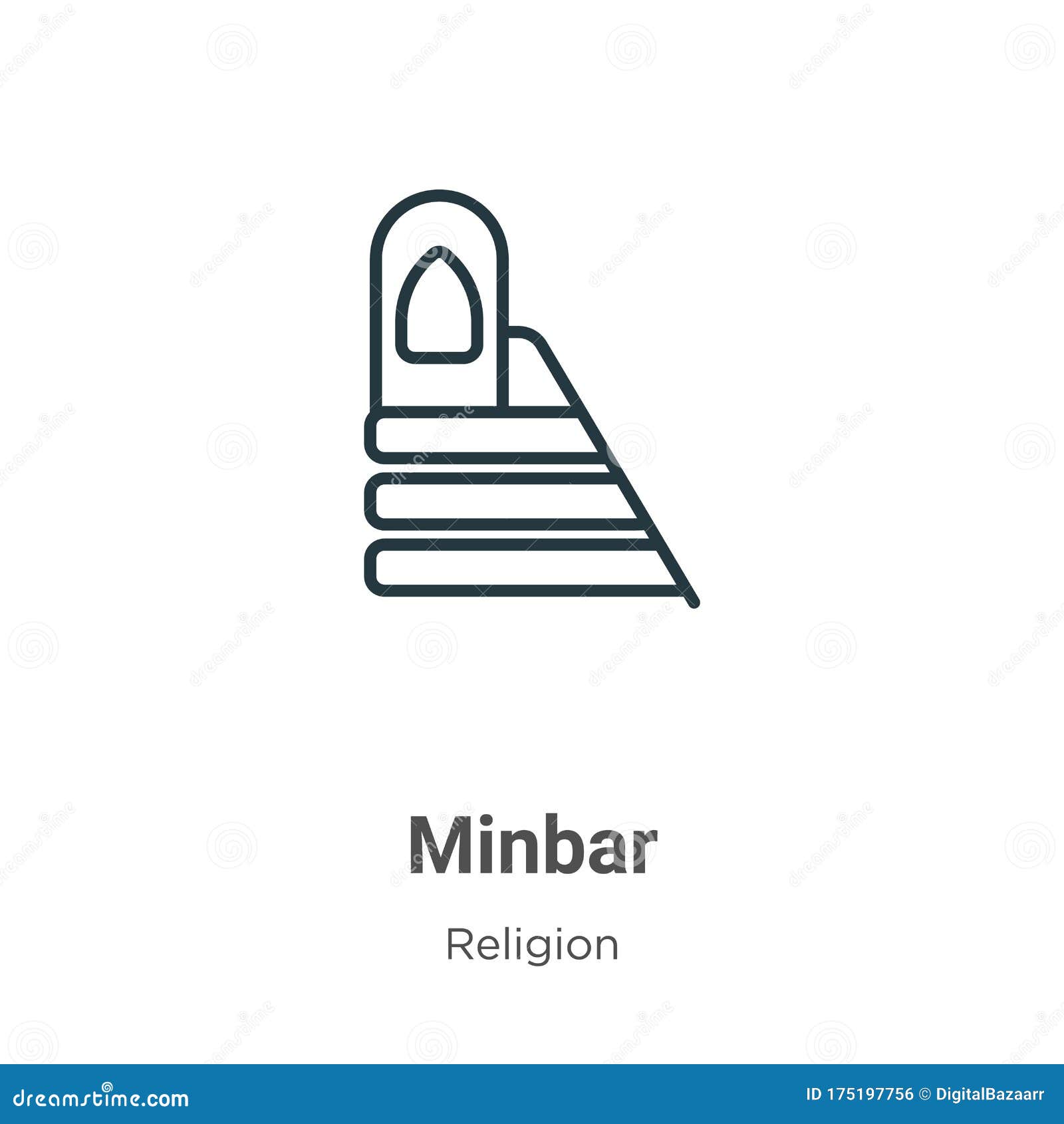 Minbar Outline Vector Icon. Thin Line Black Minbar Icon, Flat Vector ...