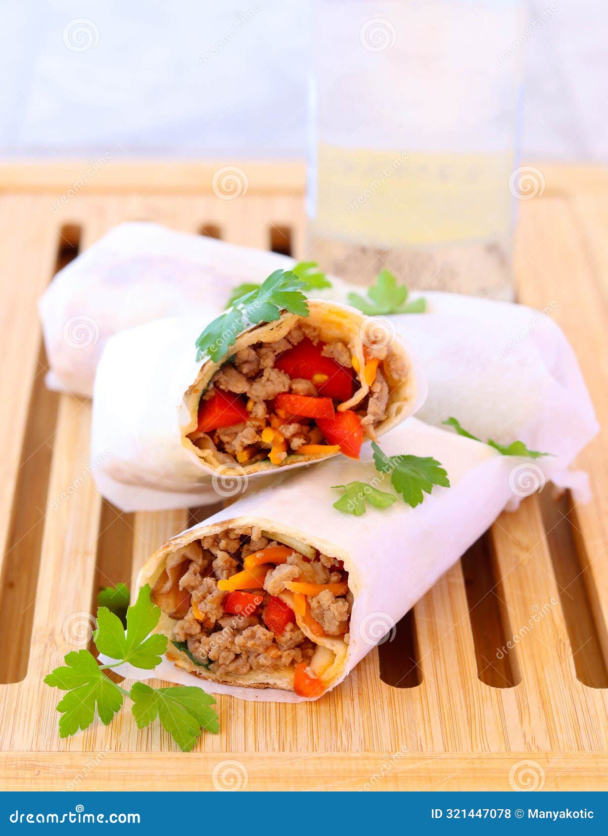 Mince Beef and Vegetable Wraps Stock Photo - Image of wraps, snack ...