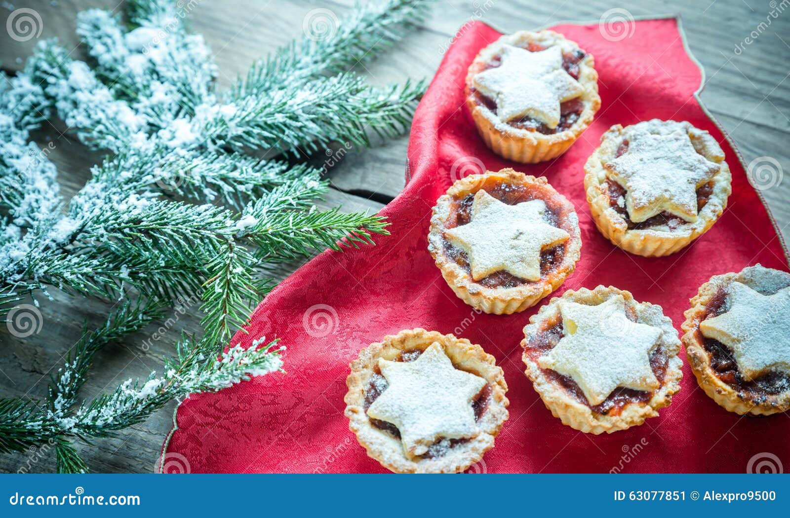 Mince Pies with Christmas Tree Branch Stock Image - Image of cake ...