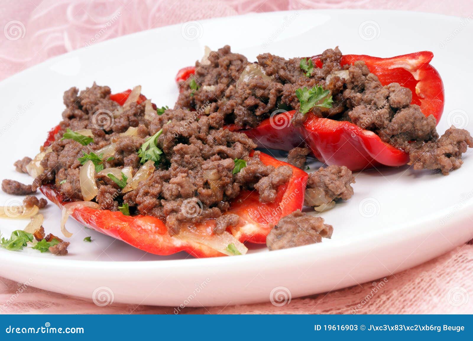 Mince Stuffed Peppers on a Plate Stock Image - Image of stuffed ...