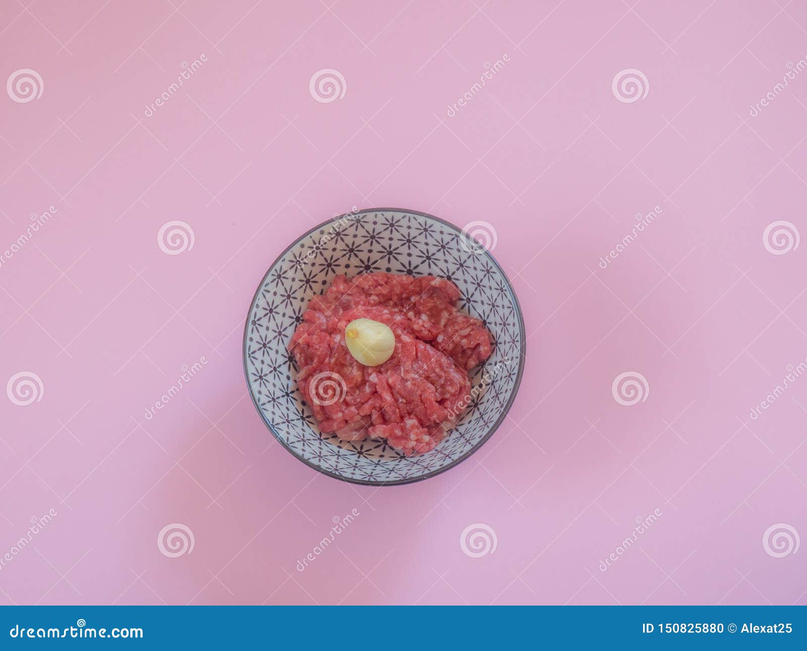 Minced Beef Meat in a Bowl on Pink Stock Photo - Image of macro ...