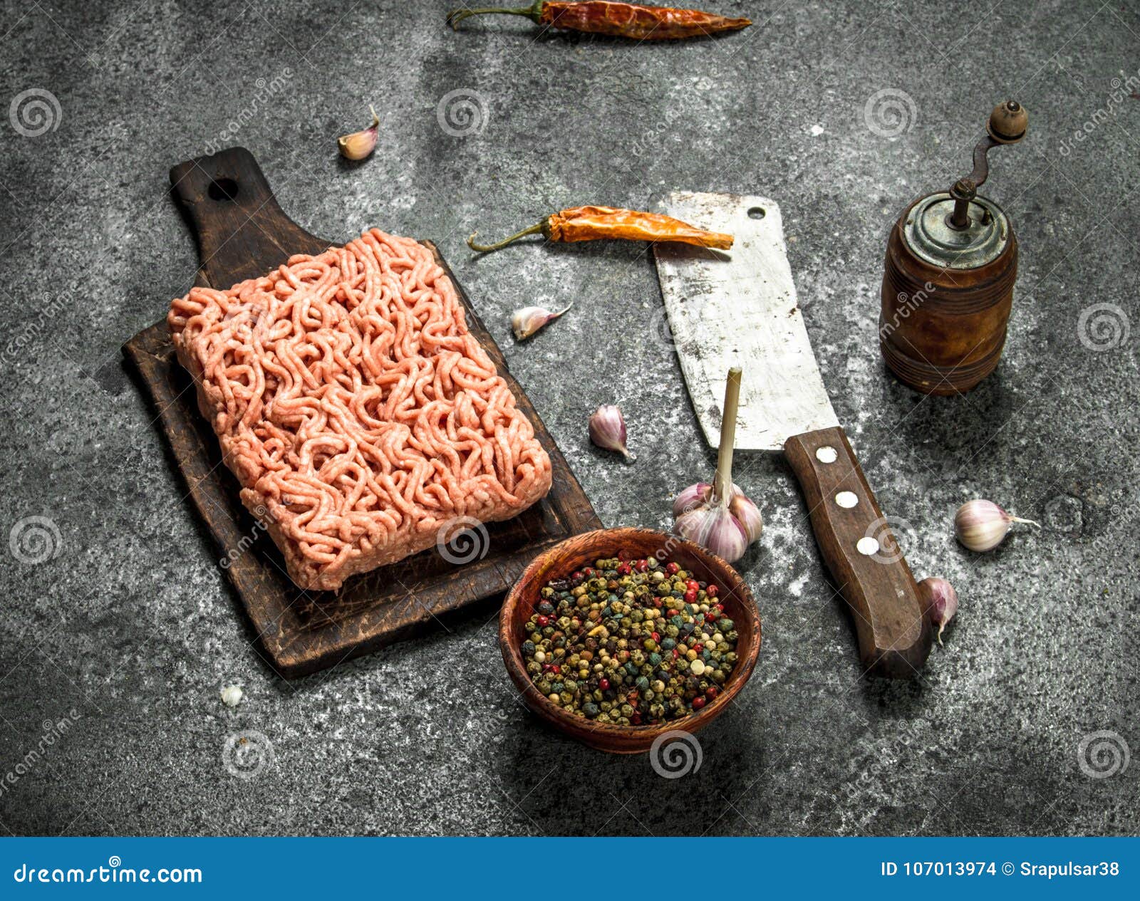 Minced Beef with Various Spices and Herbs. Stock Photo - Image of ...