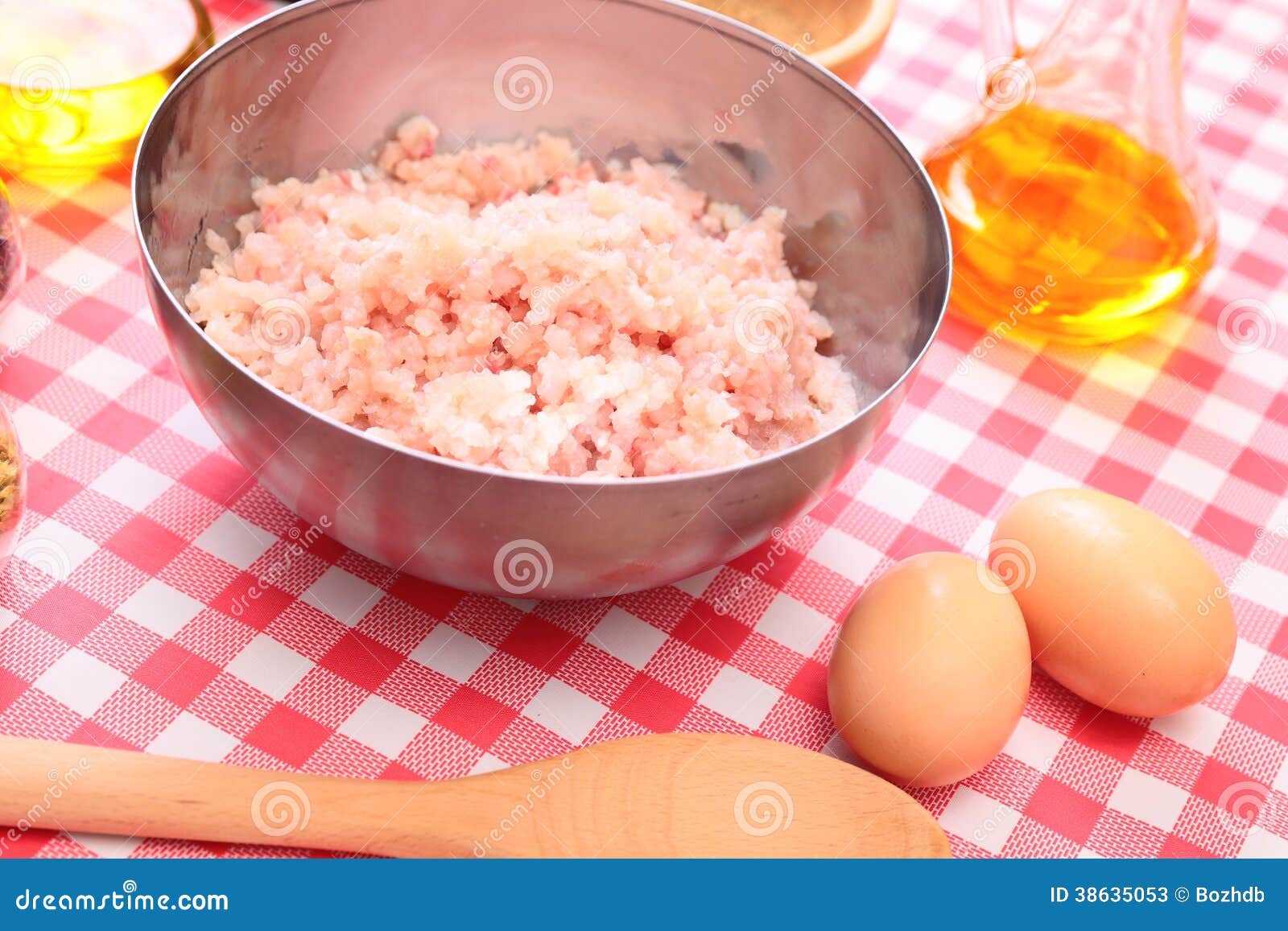 Minced Fish in the Bowl and Spices Stock Image - Image of nutrition ...