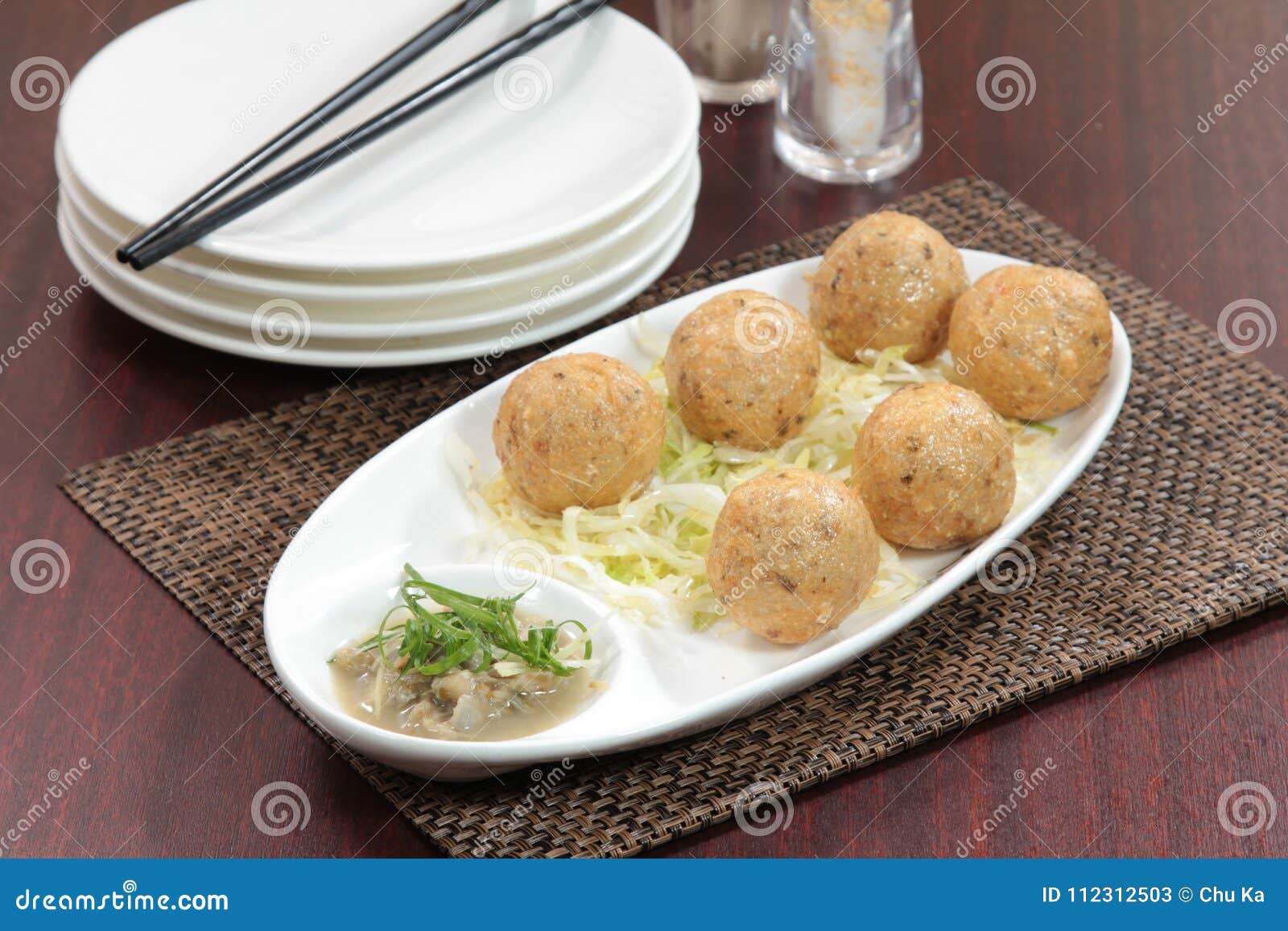 Fried or Deep Fried Meat Ball Stock Image - Image of leaf, food: 112312503