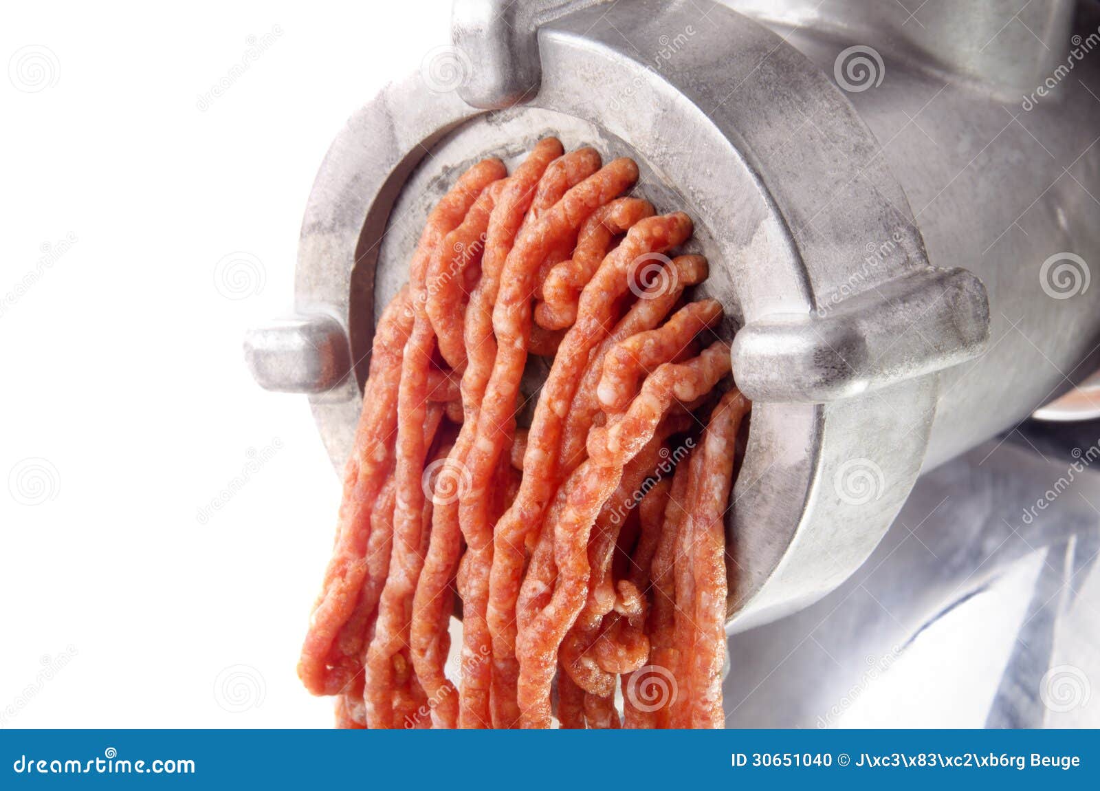 Minced Meat Comes Fresh from a Mincer Stock Photo - Image of uncooked ...