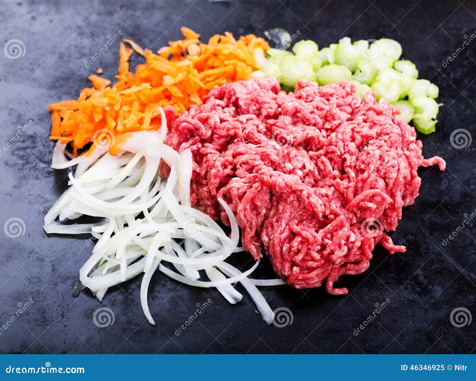 Minced Meat with Fresh Vegetables Stock Image - Image of cook, carrot ...