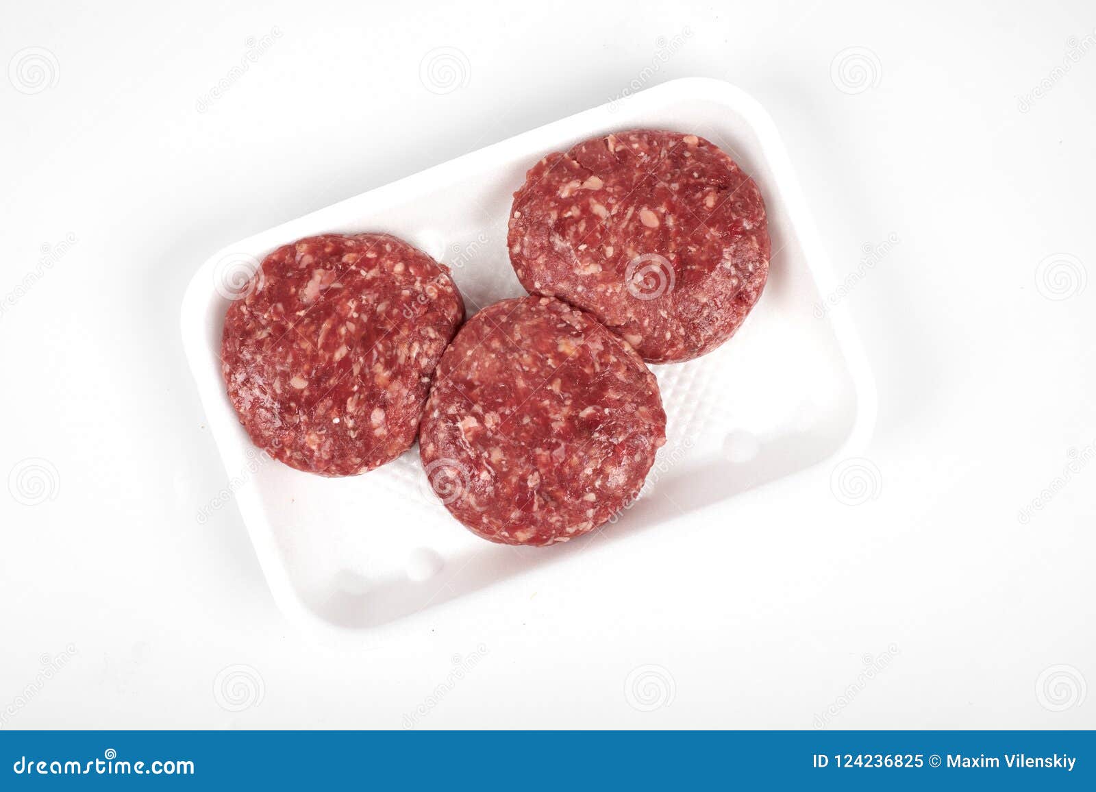 Minced Meat in Plastic Package Isolated on White Background Stock Image ...