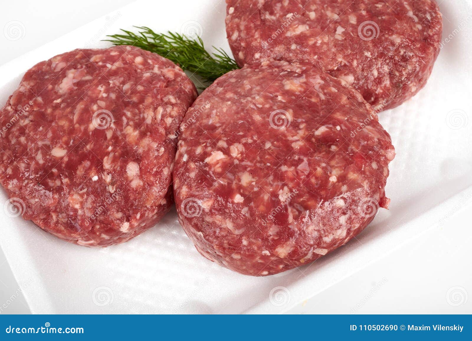Minced Meat in Plastic Package on White Background Stock Photo - Image ...