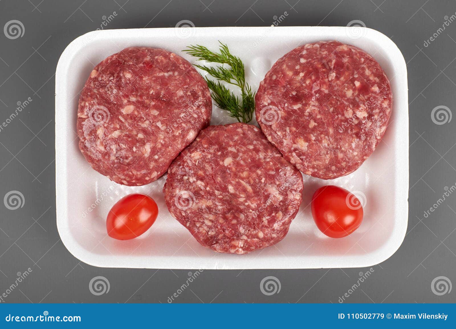 Minced Meat in Plastic Package on White Background Stock Image - Image ...