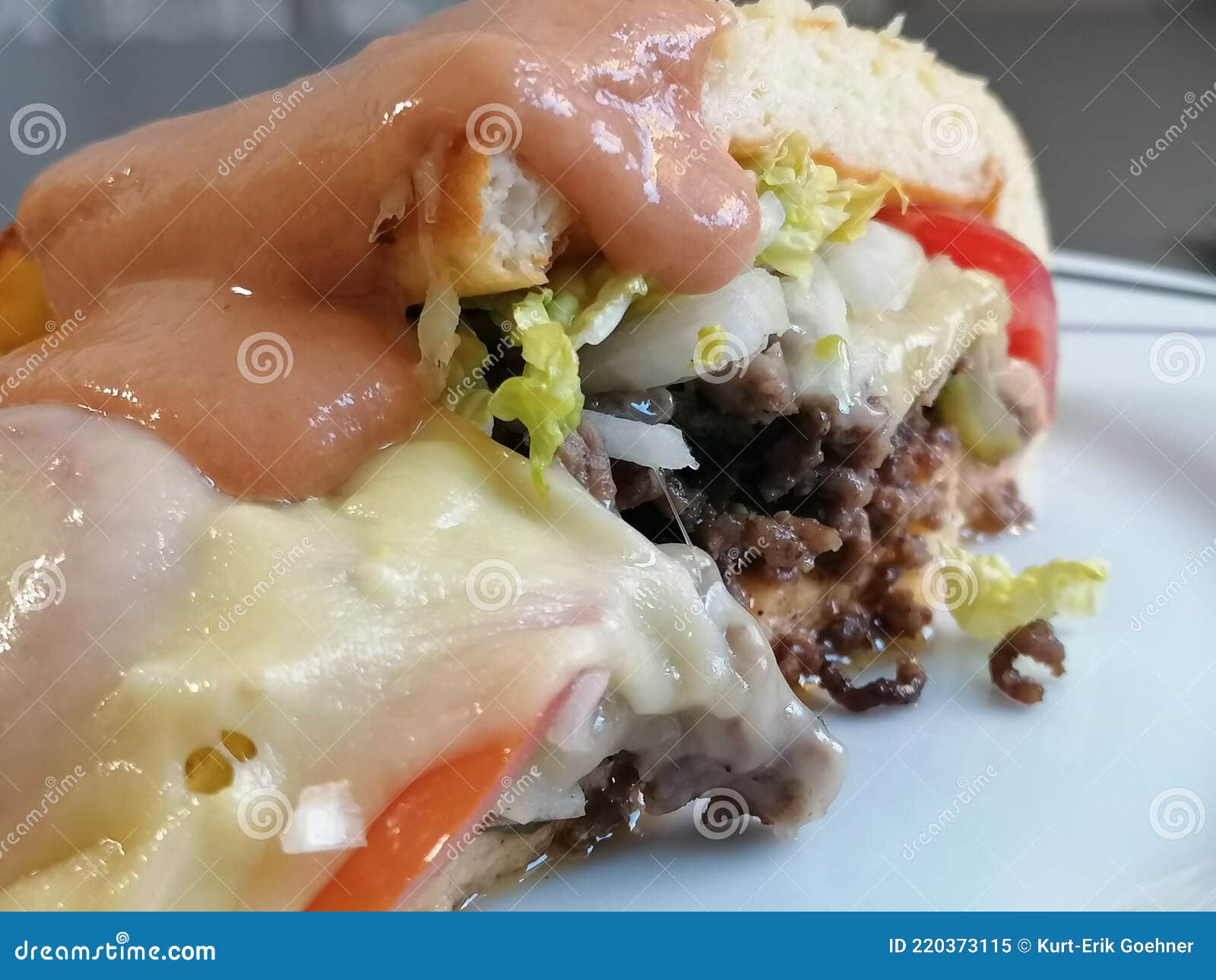 Minced Meat Roll with Lettuce, Tomatoes and Cheese Stock Image - Image ...