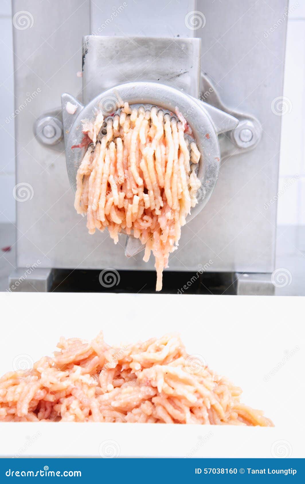 Mincer Machine and Fresh Chopped Meat Stock Photo - Image of mixing ...