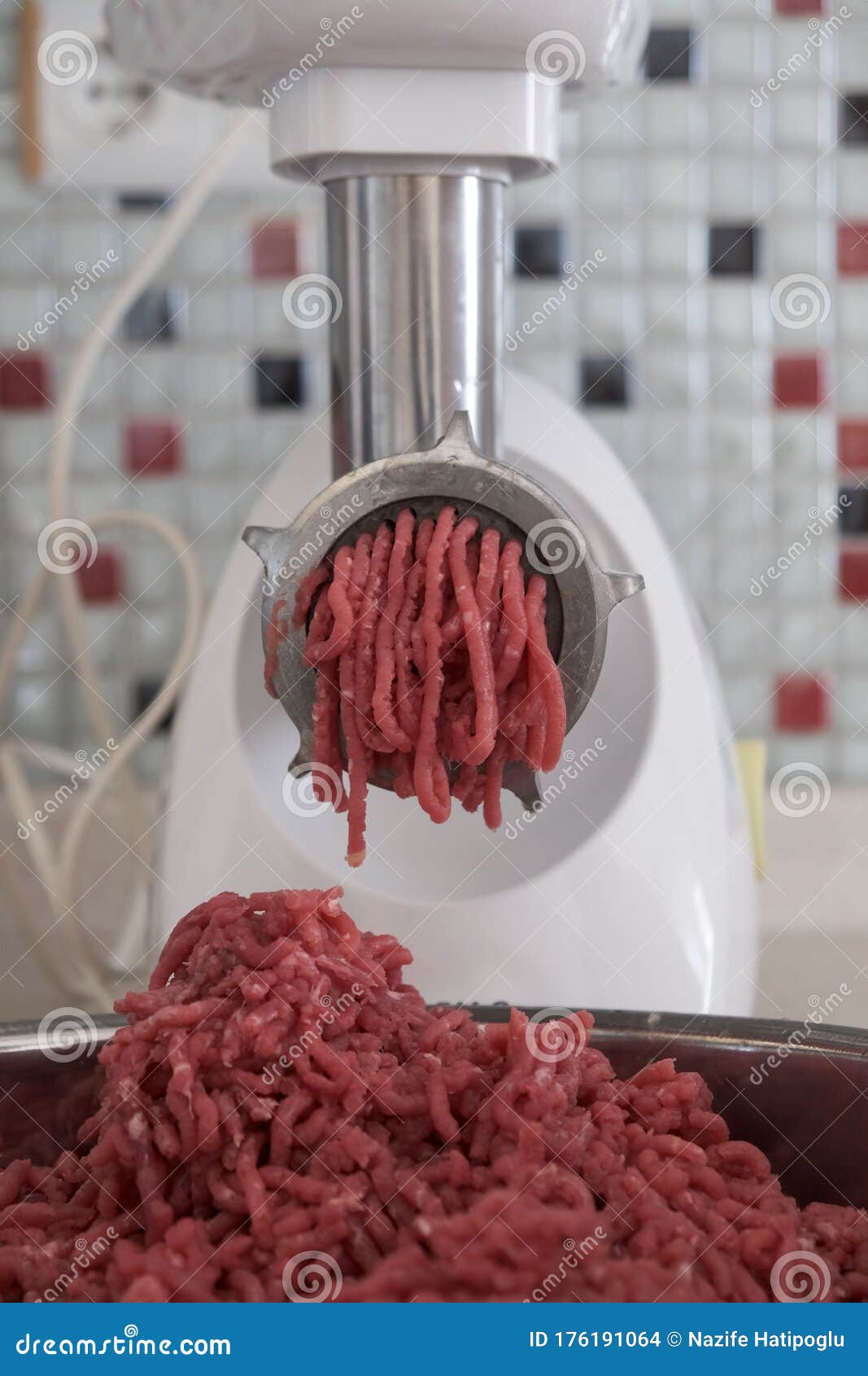 Mincing Machine and Beef Mincing in Home Environment Stock Photo ...