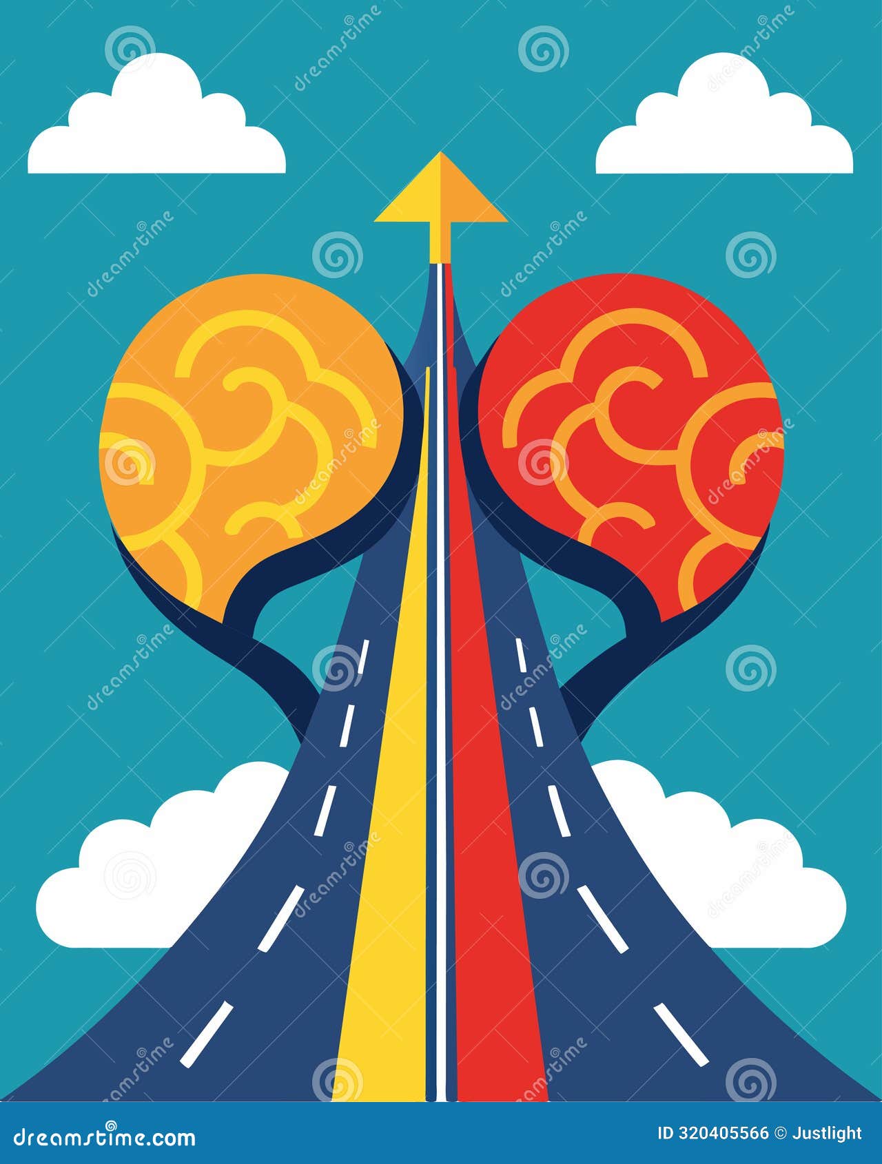 The Mind As a Divided Highway with Two Opposing Lanes Clashing and ...