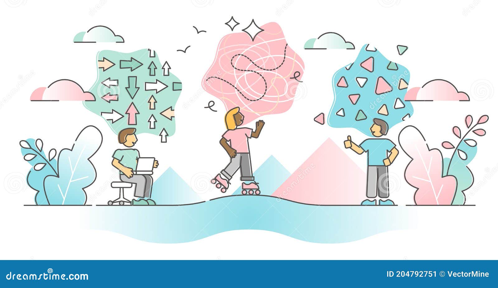 Mind Behavior Concept. Creative Thinking. People With Different Mental ...