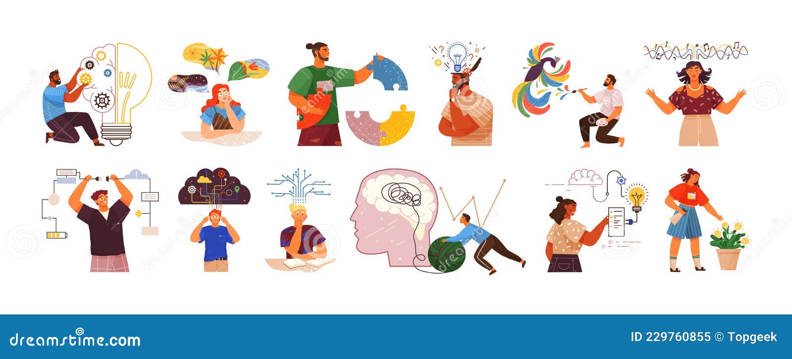 Mind Behavior Concept. Creative Thinking Stock Vector - Illustration of ...