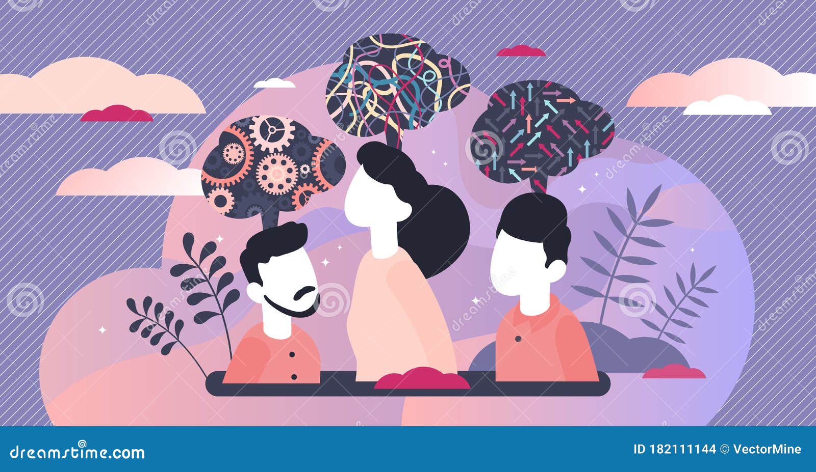 Mind Behavior Concept. Creative Thinking. People With Different Mental ...