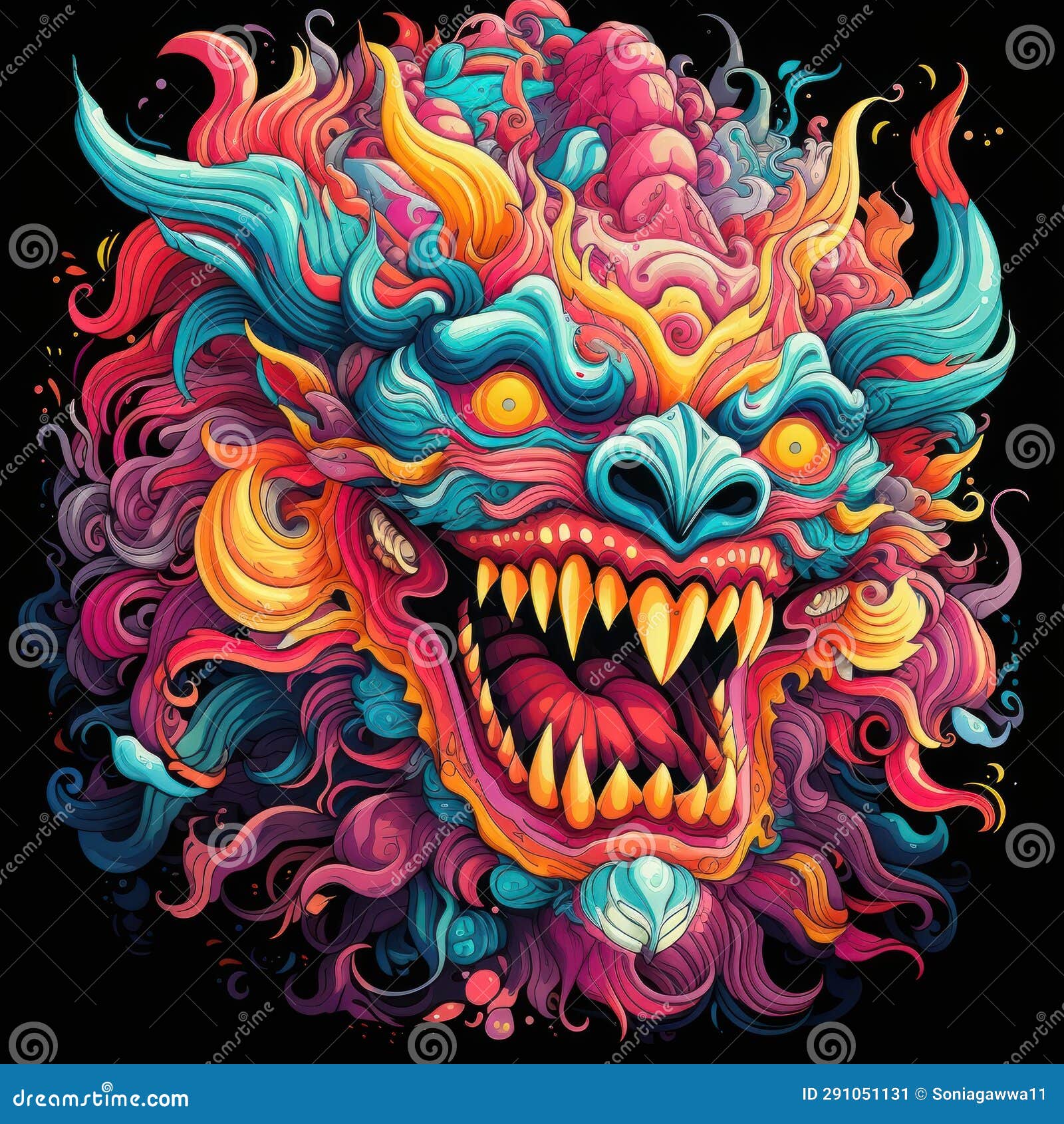 A Mind-bending Psychedelic Monster Character, with Vibrant Colors ...