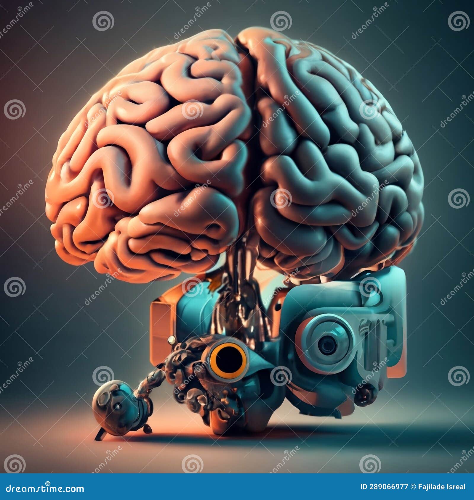 A Human Mind Connected To a Robot Stock Illustration - Illustration of ...