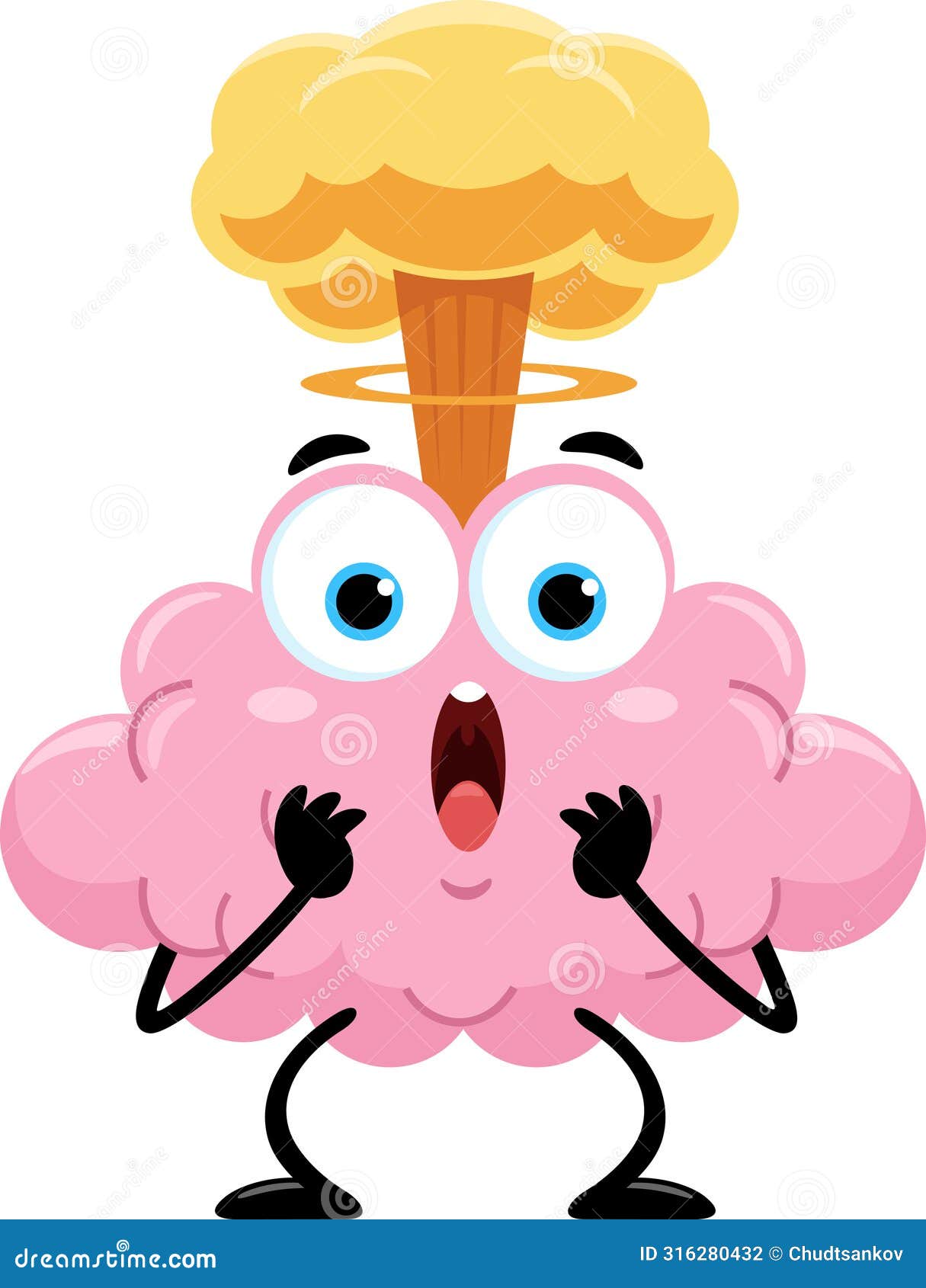Mind Blown Brain Cartoon Character With Exploding Stock Vector Illustration Of Cloud