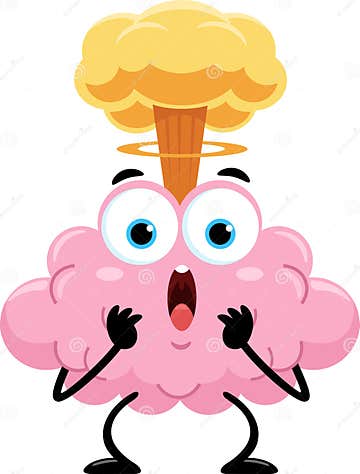 Mind Blown Brain Cartoon Character with Exploding Stock Vector ...