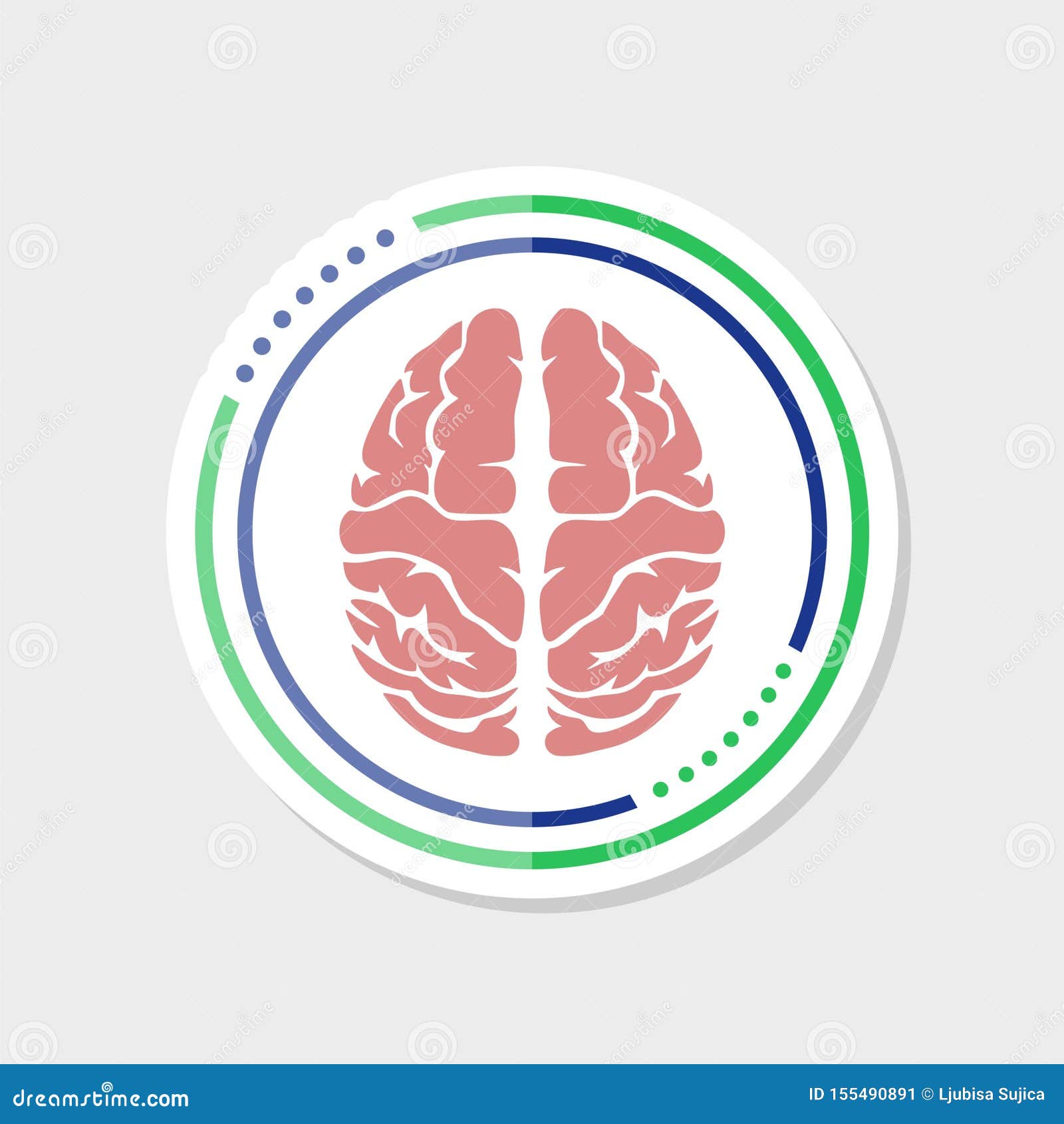 Mind Brain Sticker Icon. Mind Brain Simple Icon for Web Design Isolated ...