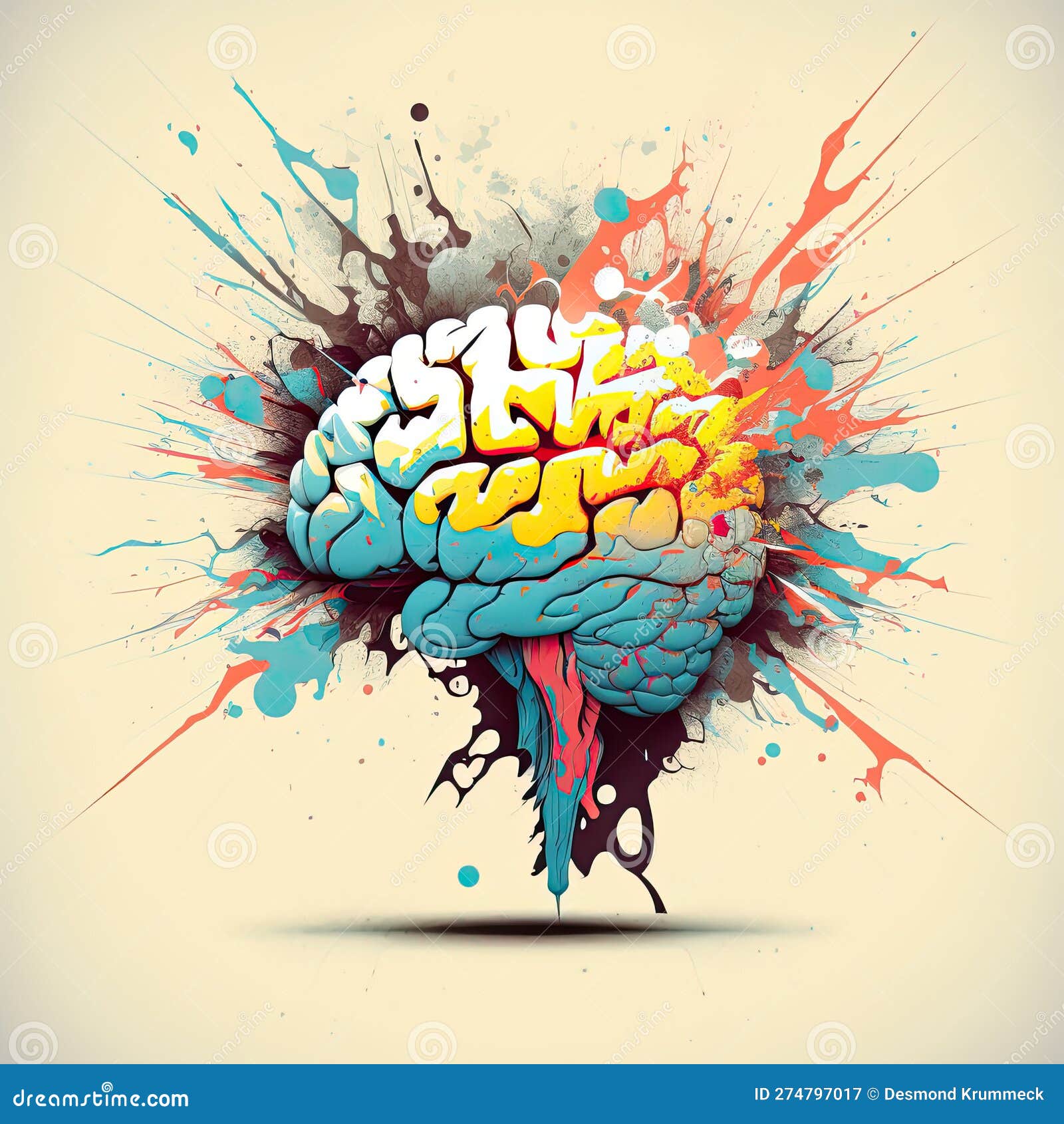 Brain Bursting with Ideas and Imagination. Stock Illustration ...
