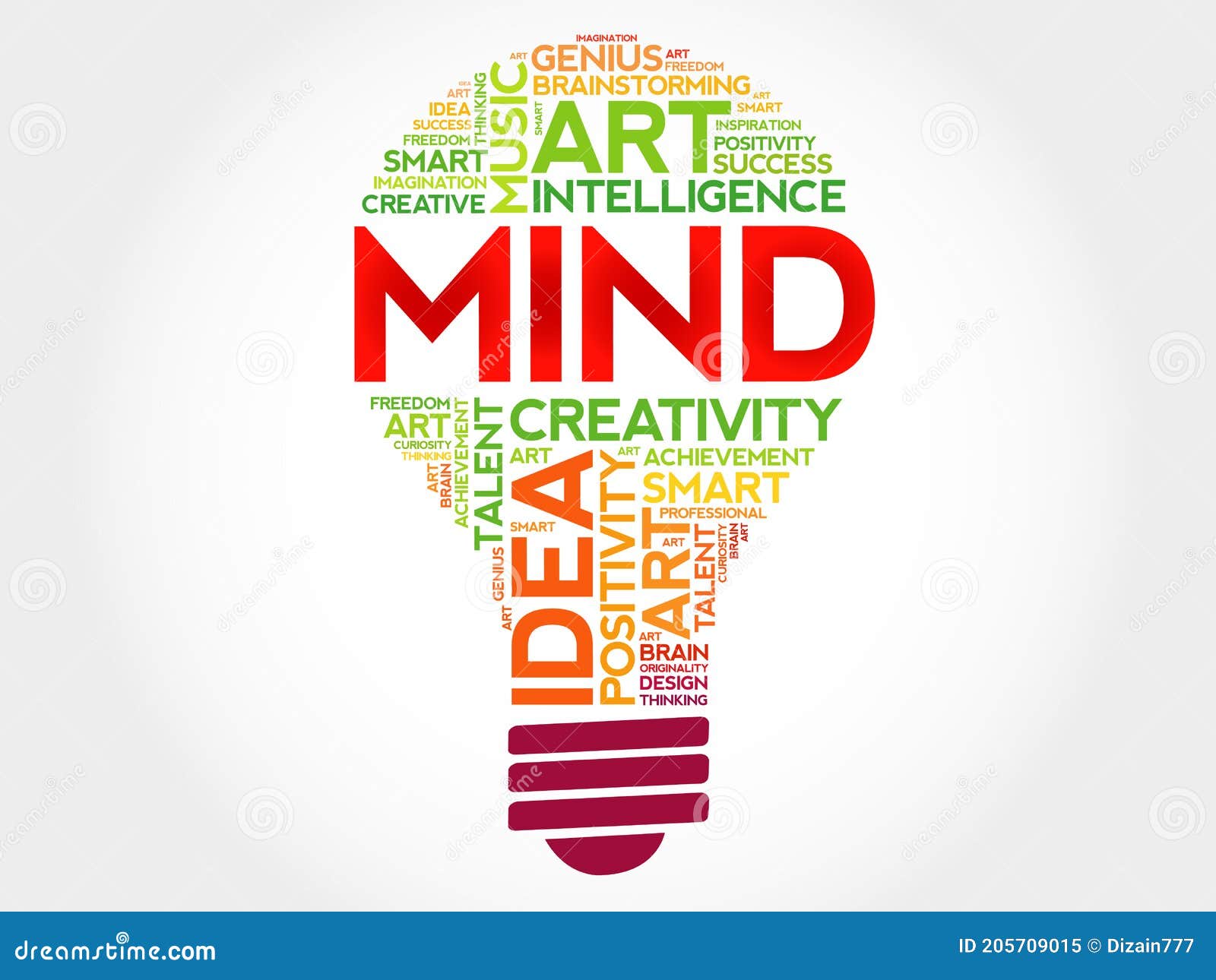 MIND bulb word cloud stock illustration. Illustration of good - 205709015