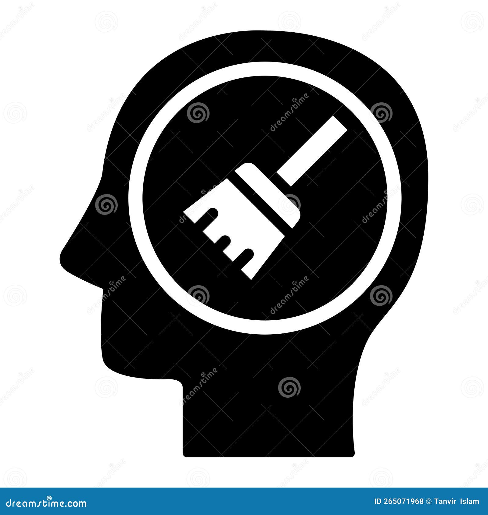 Mind Cleaning Icon in Flat Style Stock Vector - Illustration of mind ...