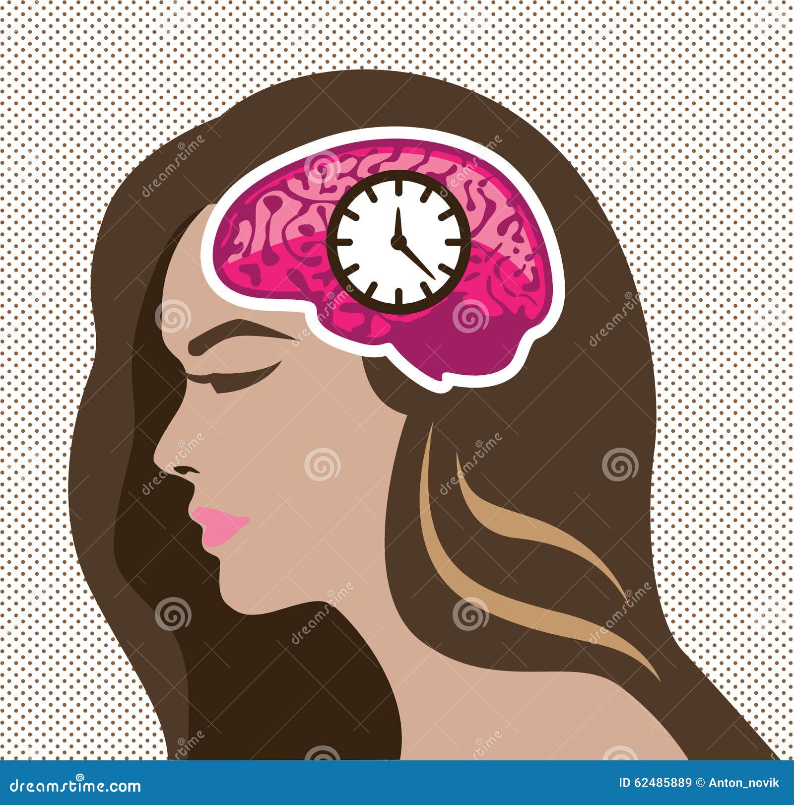 Mind Clock. Female stock vector. Illustration of counting - 62485889