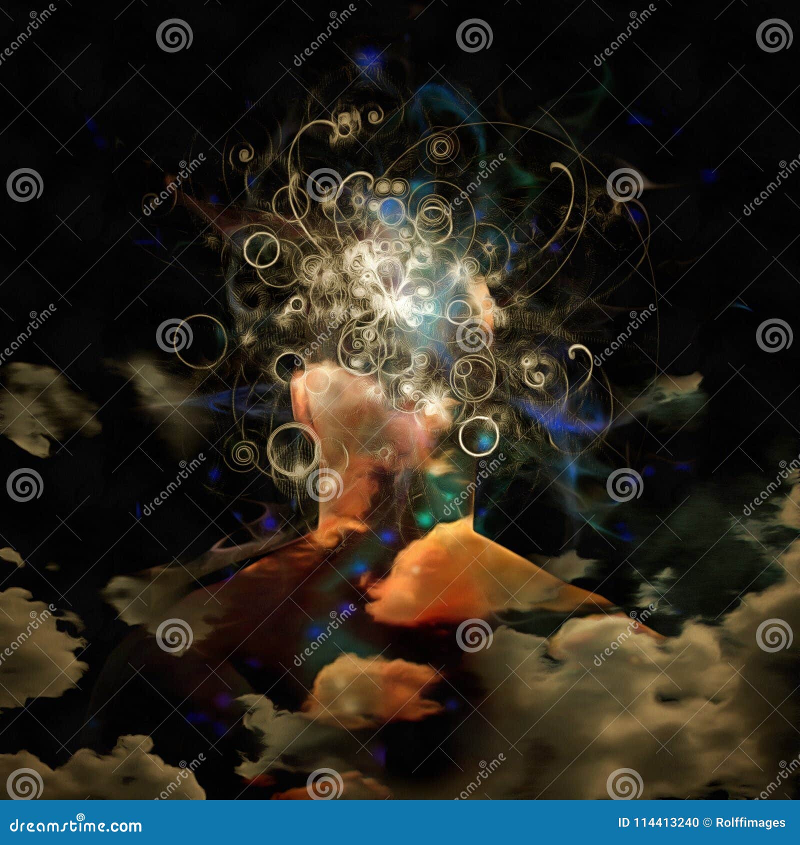 Mind in clouds stock illustration. Illustration of aspirations - 114413240