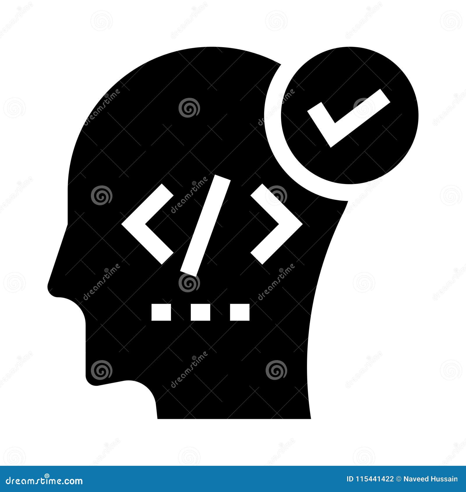Mind coding glyphs icon stock illustration. Illustration of brain ...