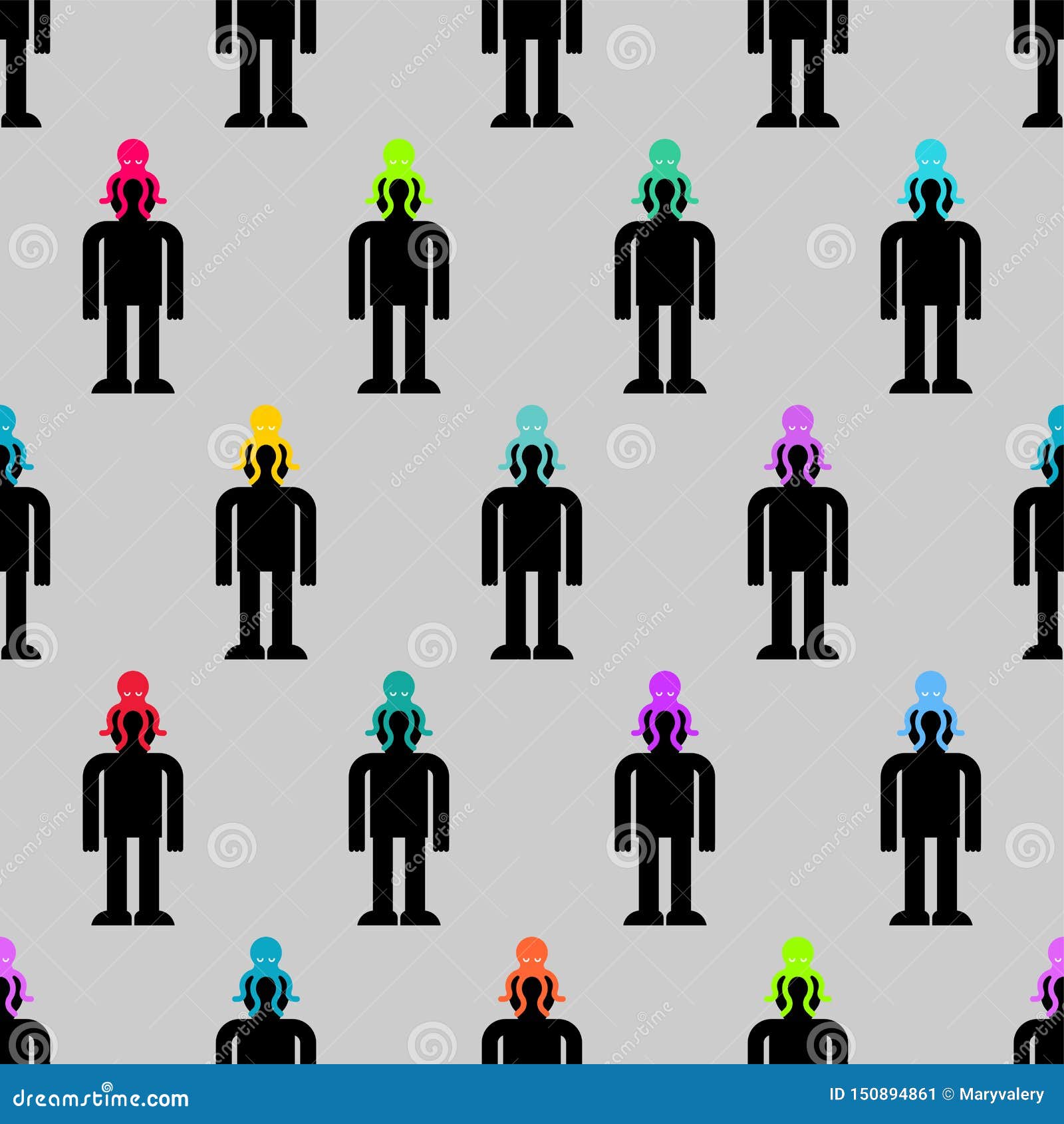 Alien Octopus Inside Human Body Drawing Vector Illustration ...