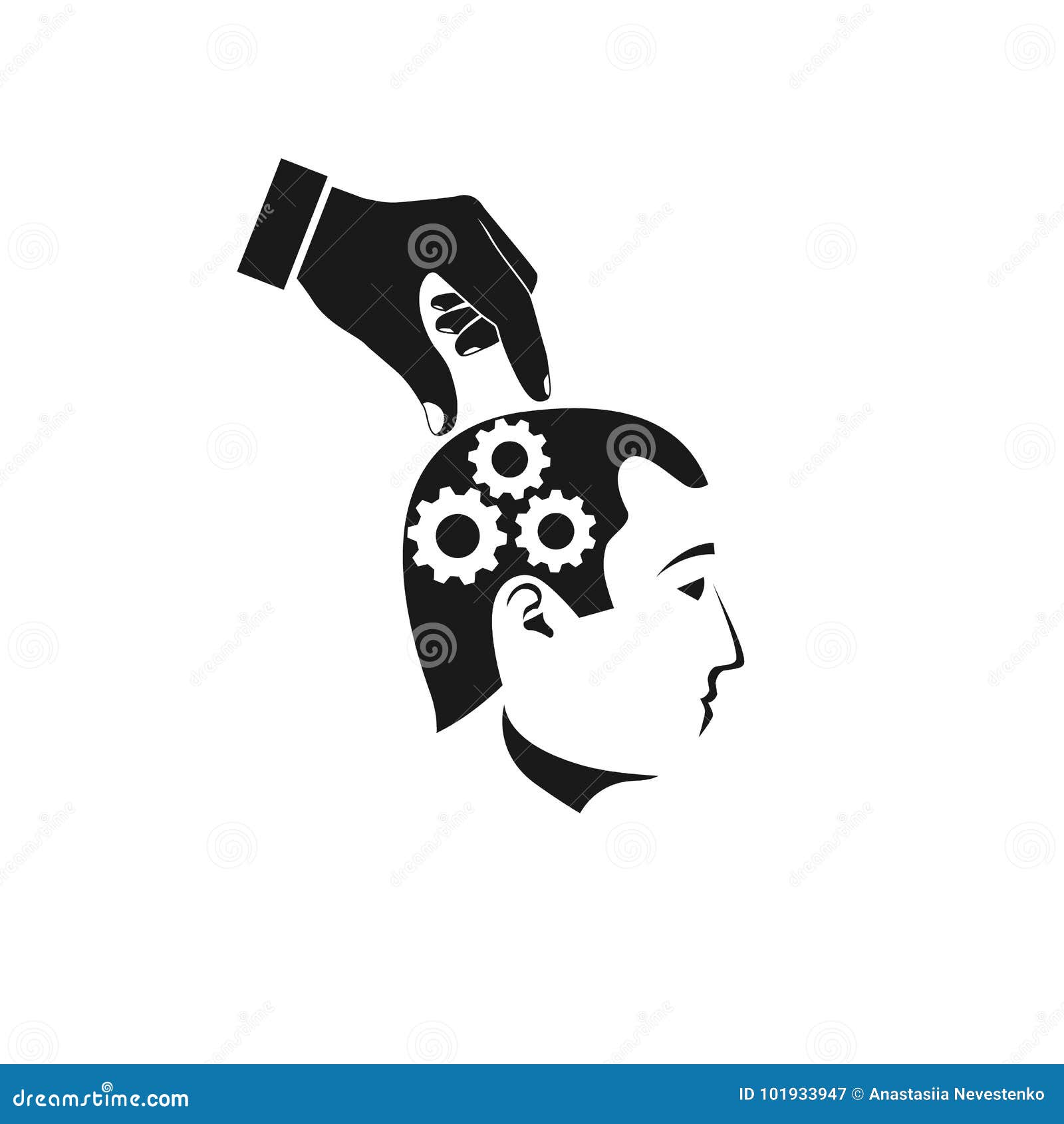Mind control black icon stock vector. Illustration of fixing - 101933947