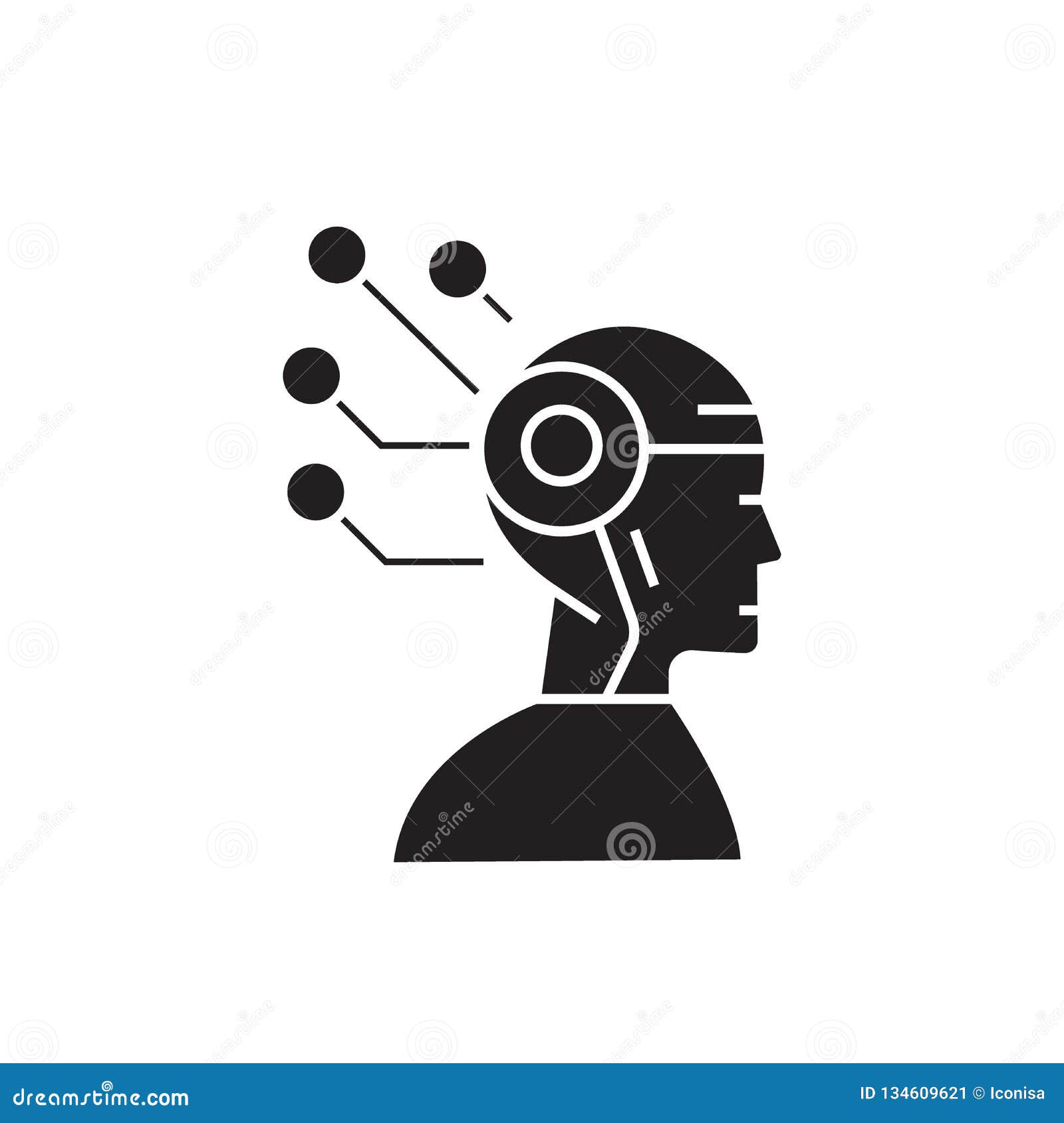 Mind Control Black Vector Concept Icon Mind Control Flat Illustration
