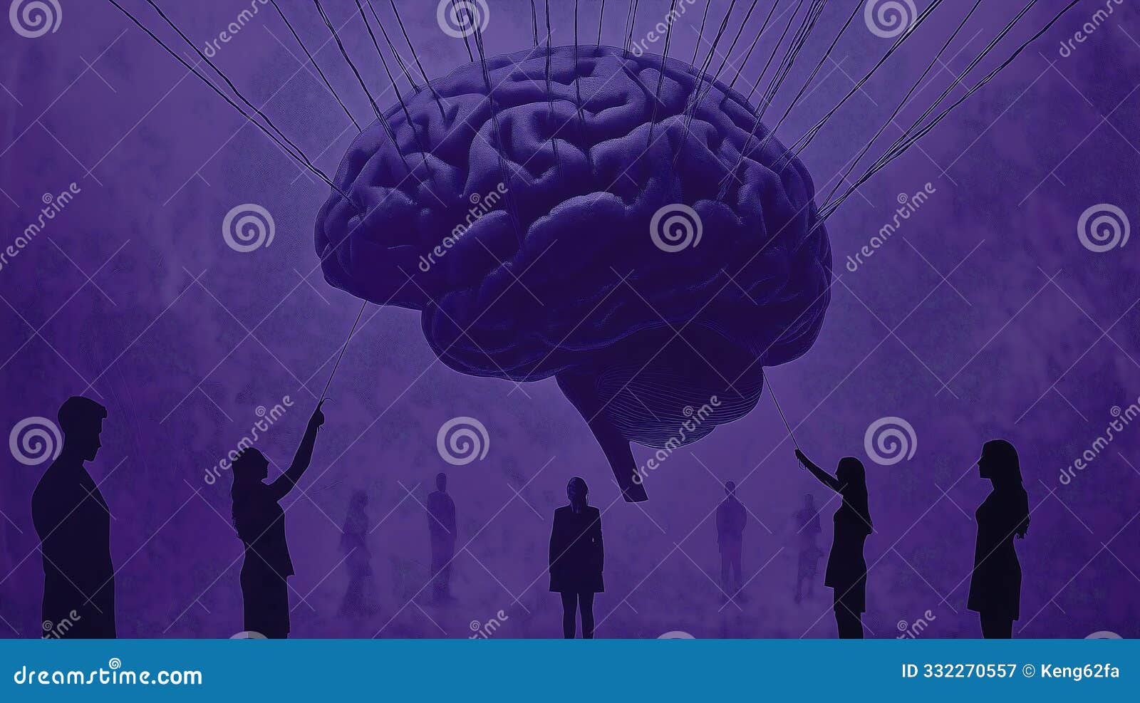 Mind Control Concept with Puppet Strings in Purple Stock Illustration ...